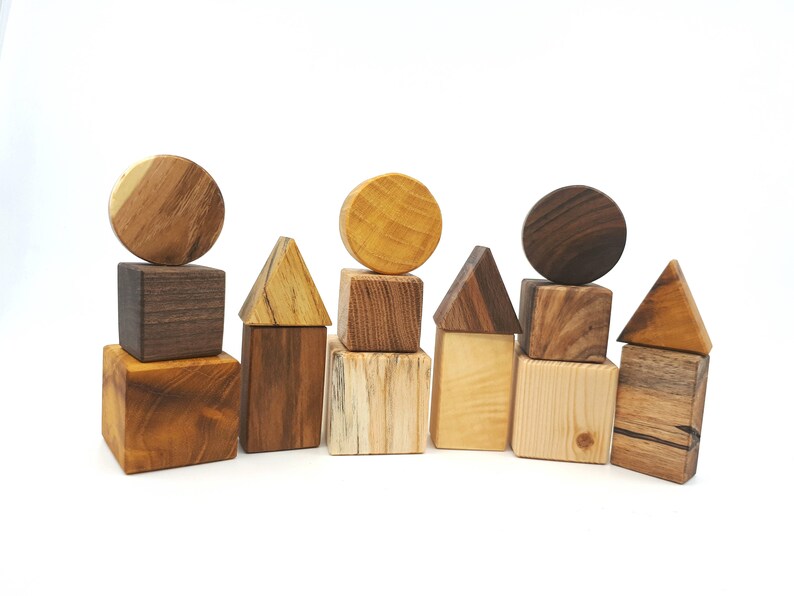 Wooden blocks geometric figures baby first toy home | Etsy