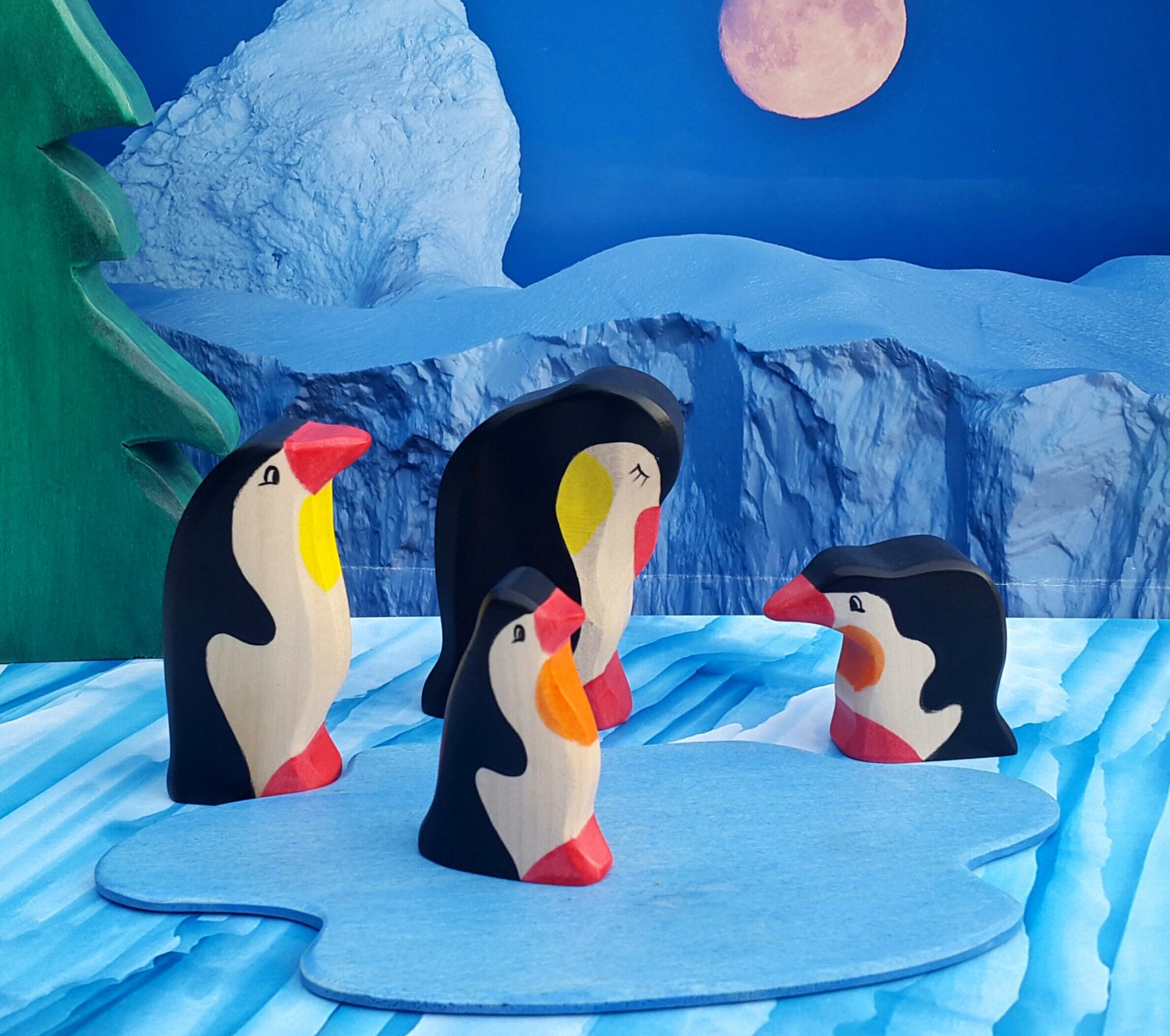 SALE Wooden Animal Toys Set Family Penguin Set Penguin Set - Etsy UK