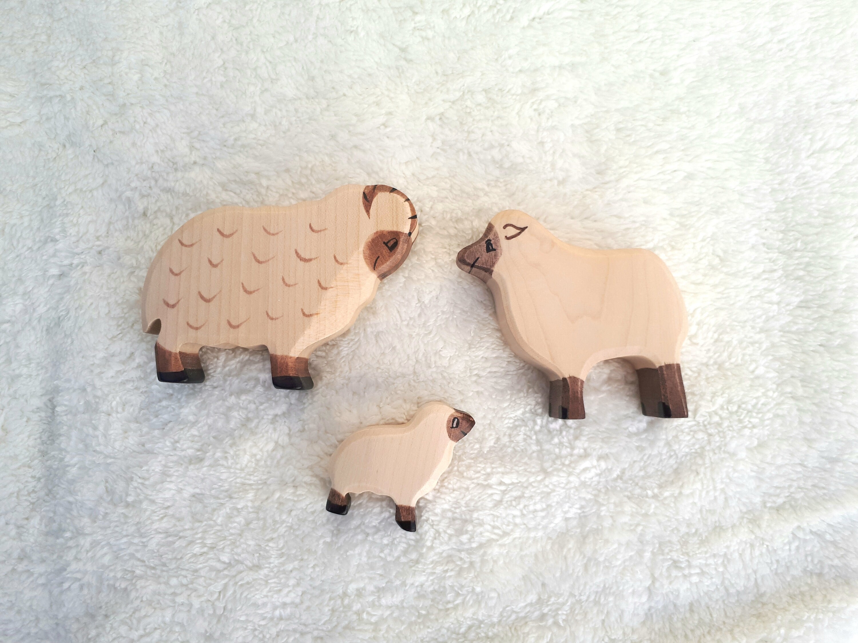 Wooden Family Sheep, Wooden Lamb, Farm Animals Toys, Partyfavors for ...