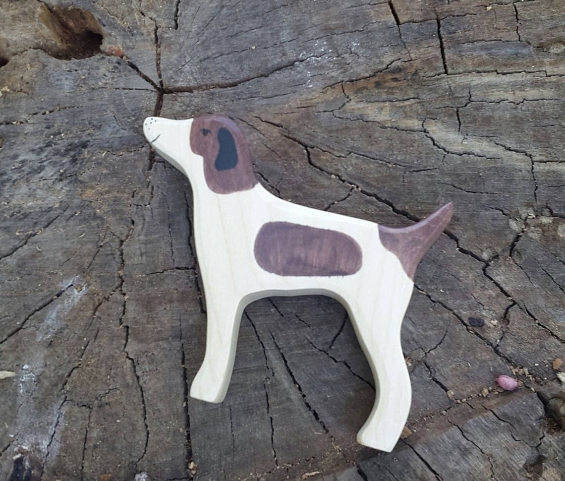 Wooden Dog Flecked Dog Dog Figurine Wooden Animals Wooden - Etsy