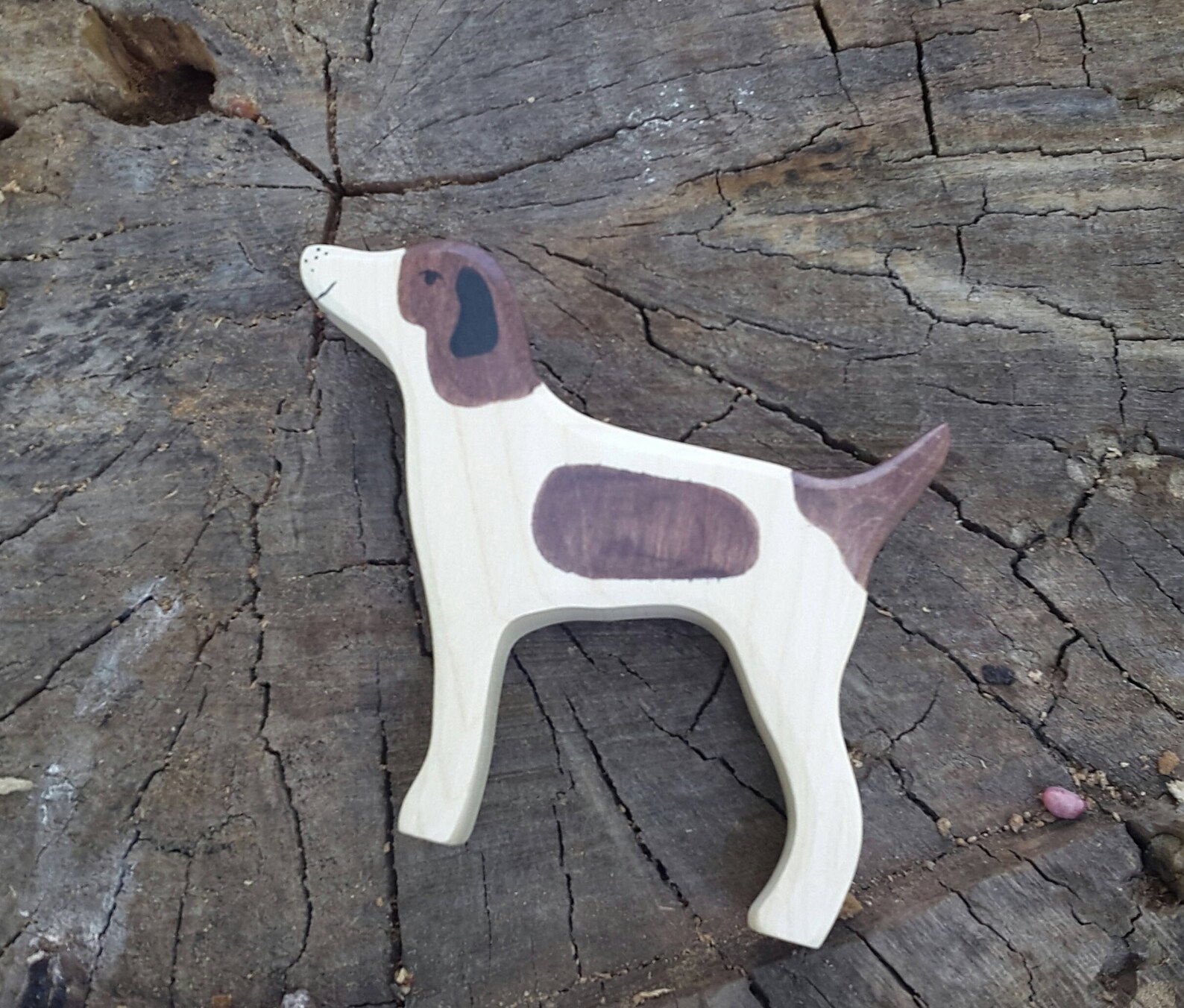Wooden Dog Flecked Dog Dog Figurine Wooden Animals Wooden - Etsy
