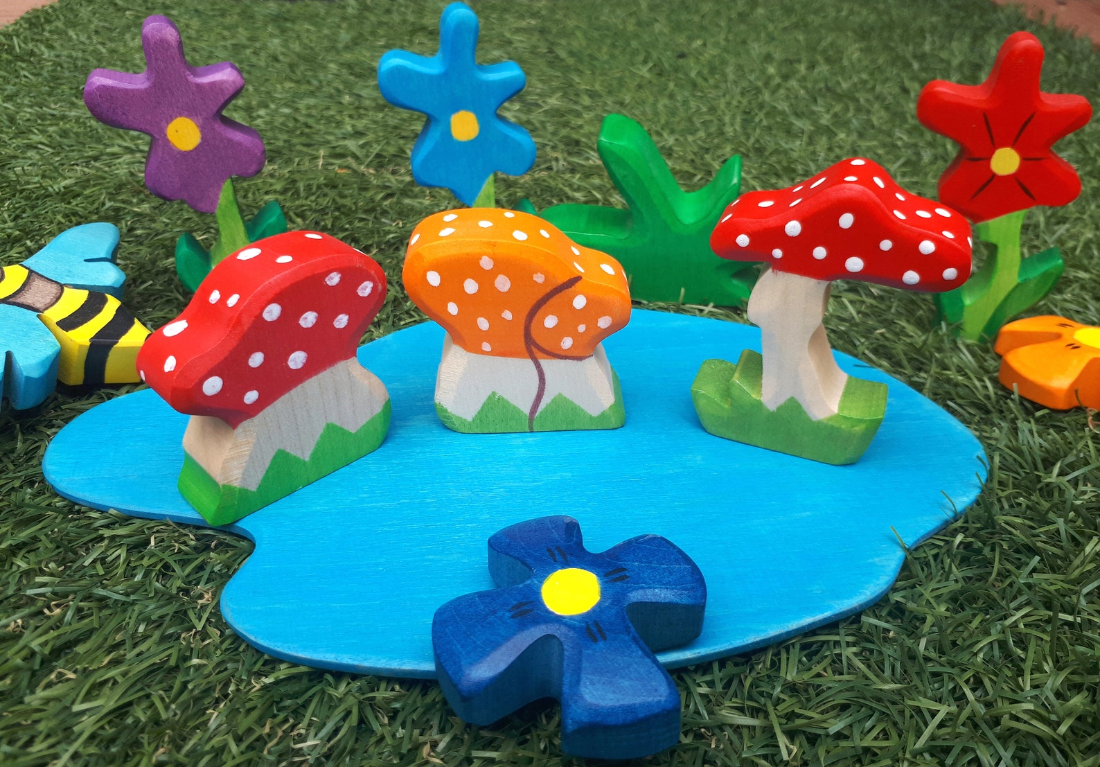 Magic Garden Set Wooden Toys Mushrooms and Flowers Toys - Etsy