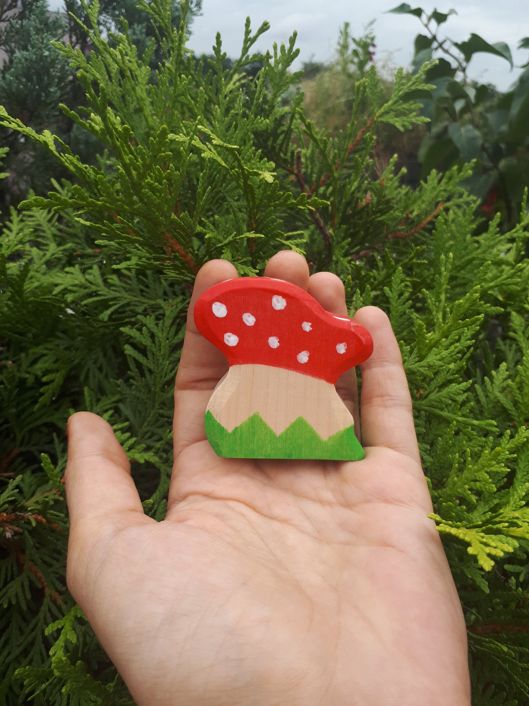 Wooden Mushroom, Set of Two, Mushroom Toy, Red Mushroom Toy, Mushroom ...