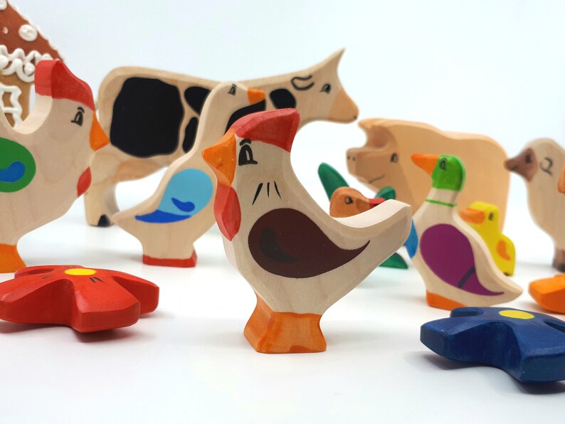 Farm animals toy play set farm animal set wooden toys | Etsy