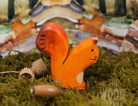 Squirrel Toy Wooden Toy Organic Toy Animals Waldorf Toy | Etsy