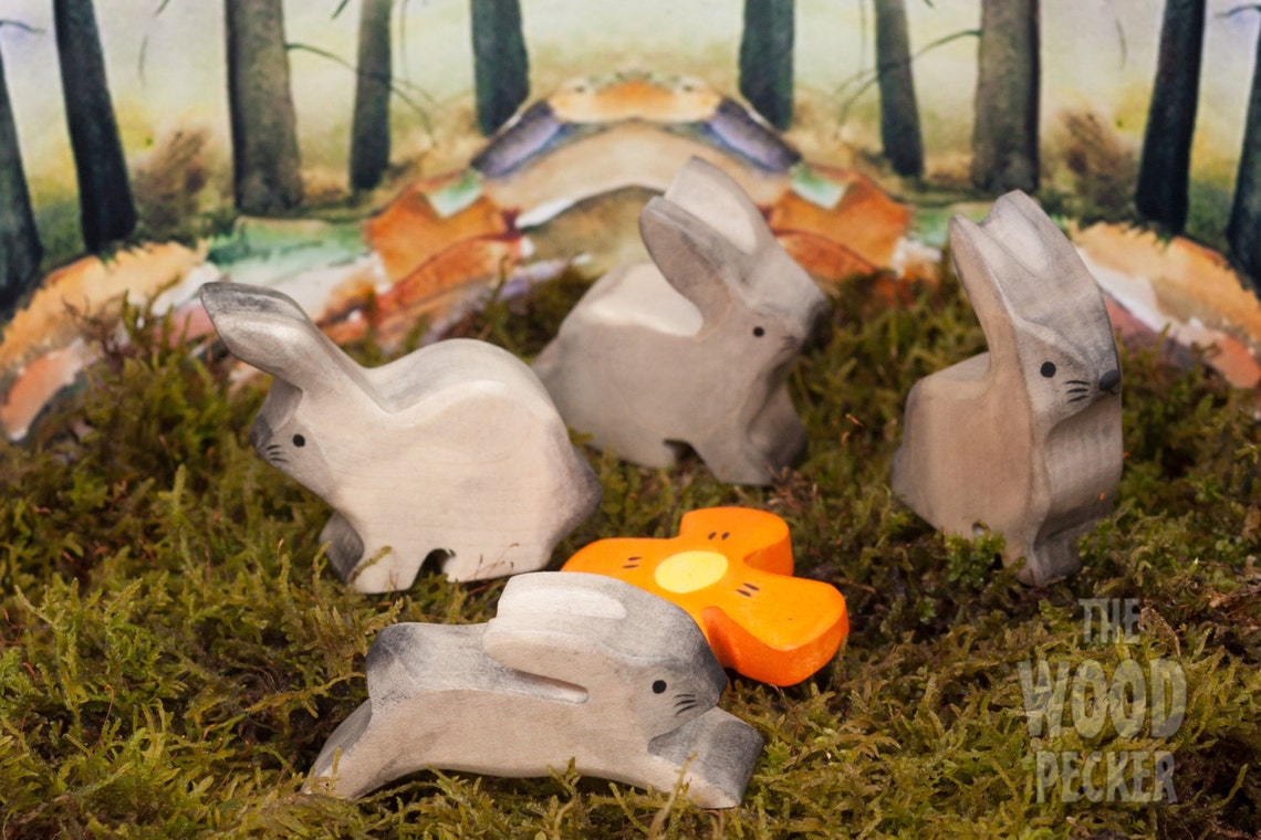 Wooden Bunny Wooden Toys Wooden Rabbit Eco-friendly Wooden - Etsy