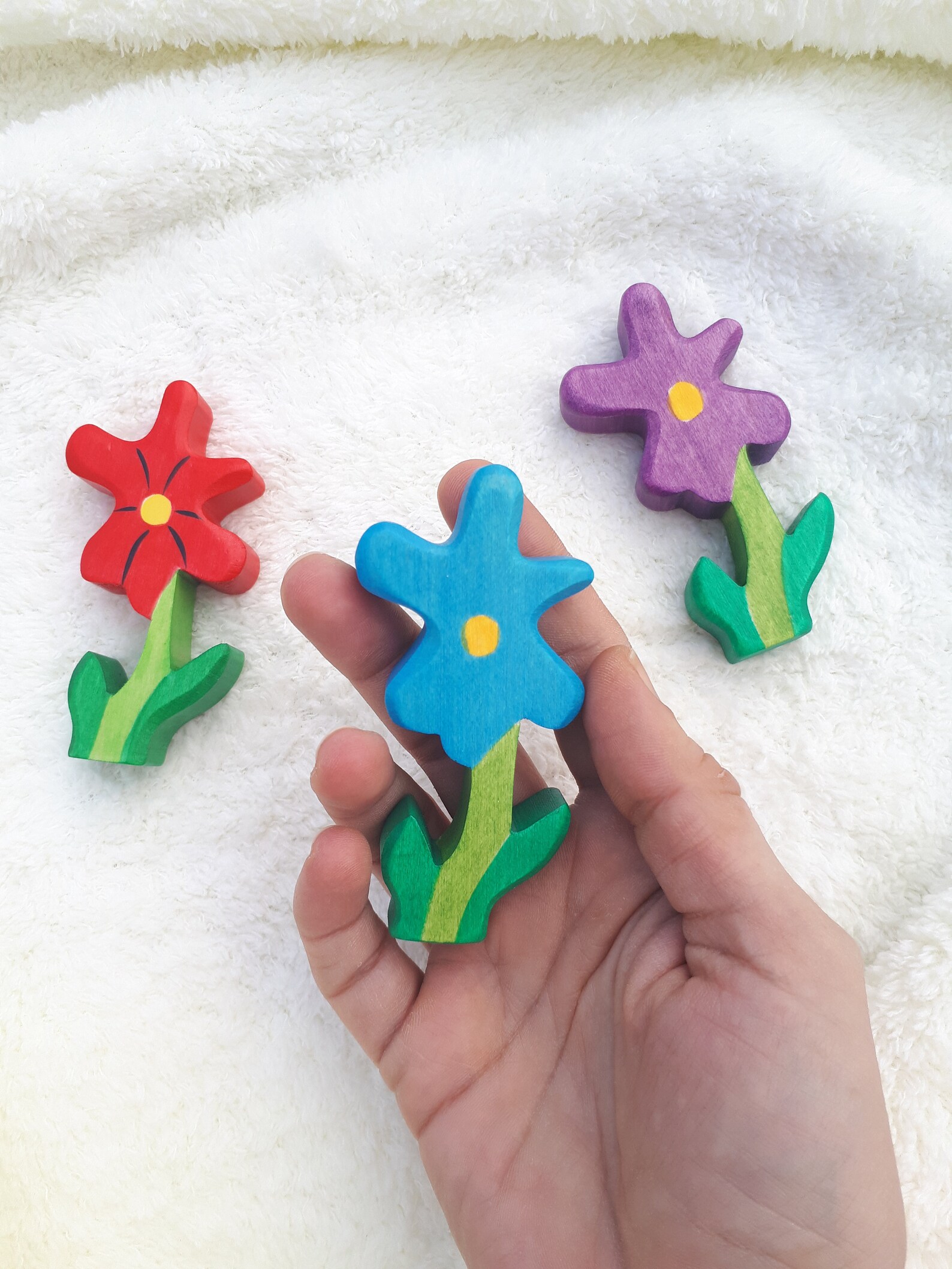 Red Flower Toy Wooden Flower Organic Toy Waldorf Toy Wood - Etsy