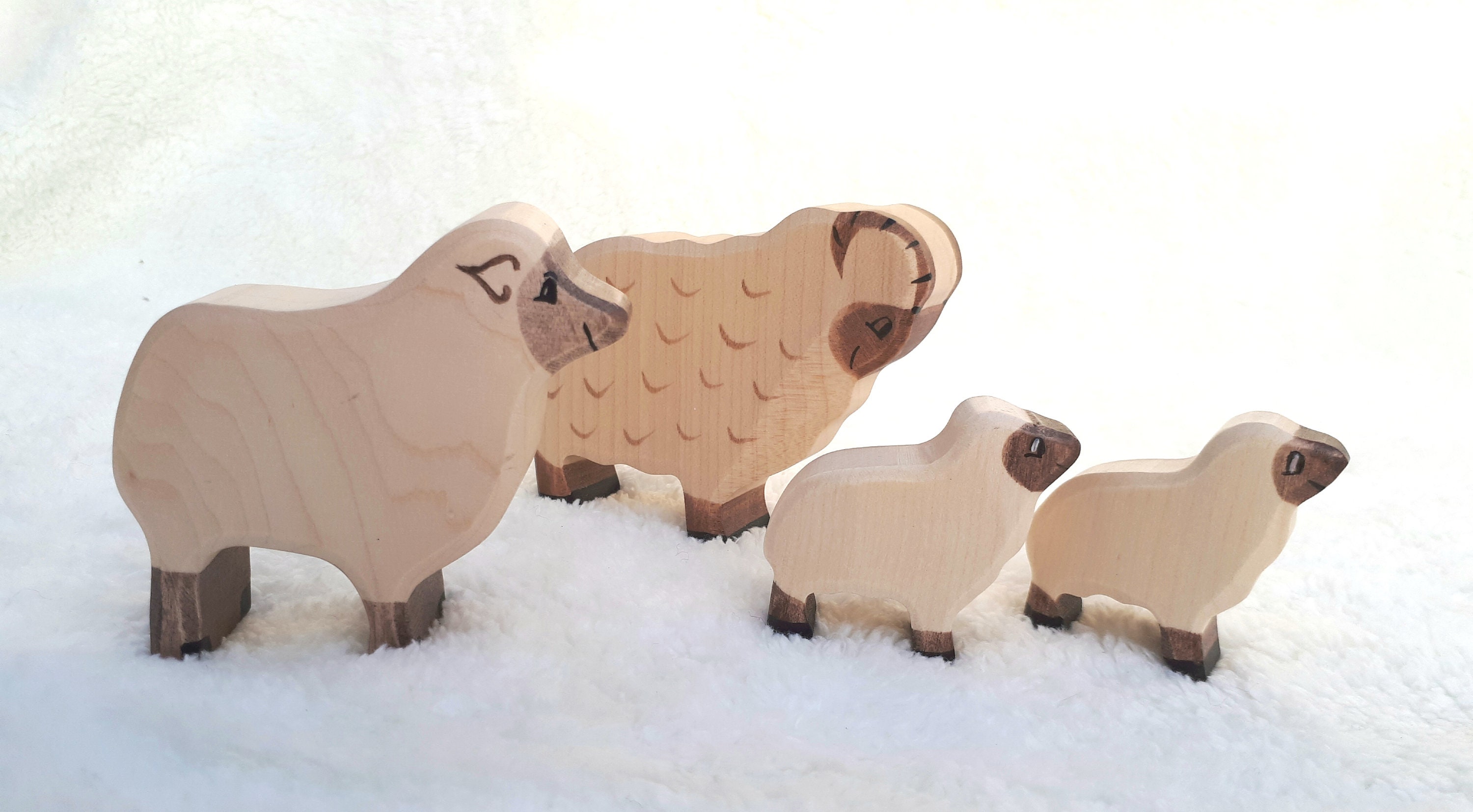 Wooden Family Sheep, Wooden Lamb, Farm Animals Toys, Partyfavors for ...