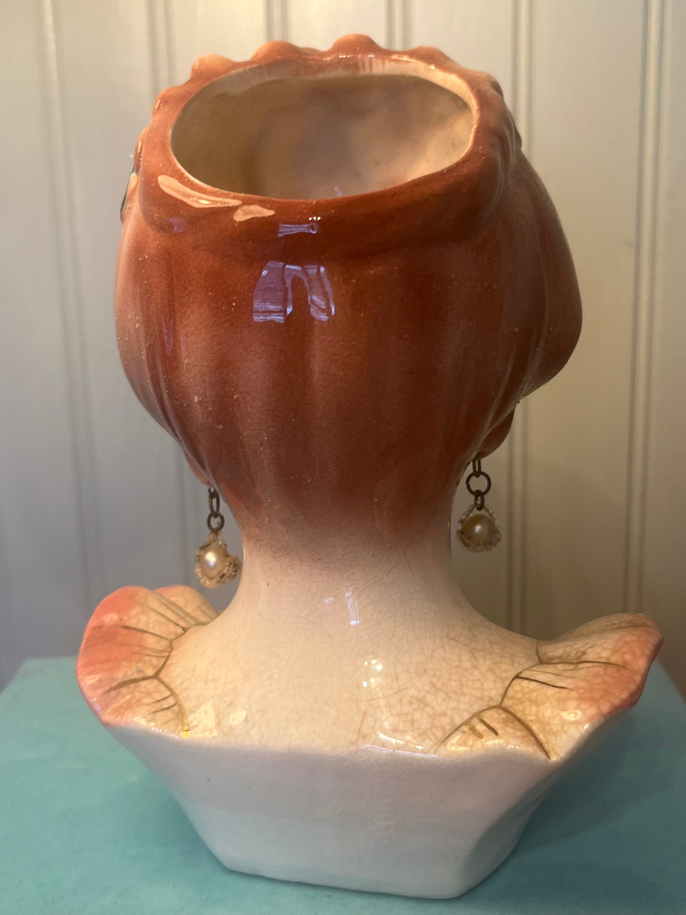 RARE Lady Head Vase With Wing Eyeliner and Flower Halo - Etsy