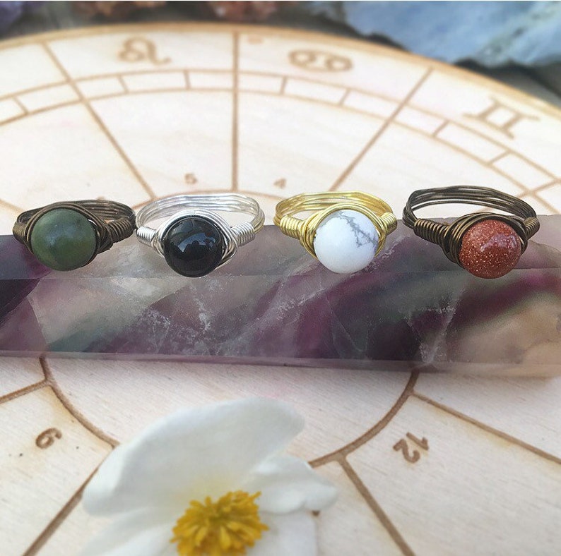 Wire Wrapped Healing Crystal Rings | Etsy