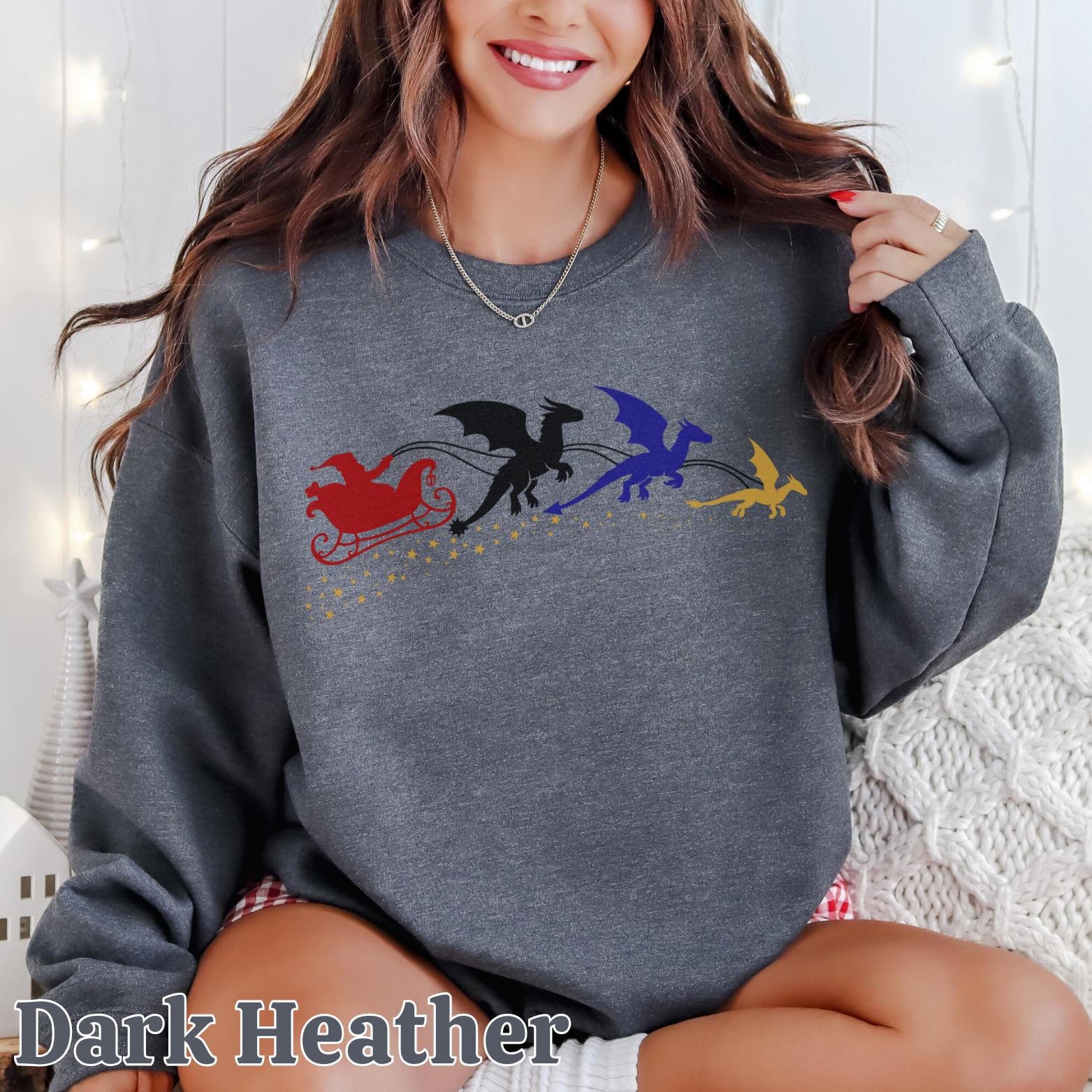 Fourth Wing Christmas Sweatshirt, Dragon Sleigh Holiday Sweater ...