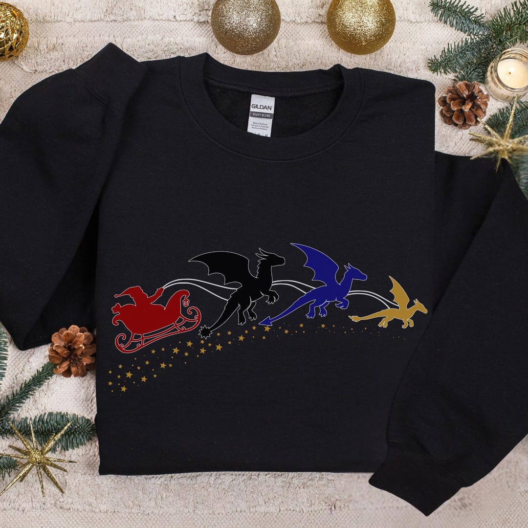 Fourth Wing Christmas Sweatshirt, Dragon Sleigh, Bookish Fantasy ...