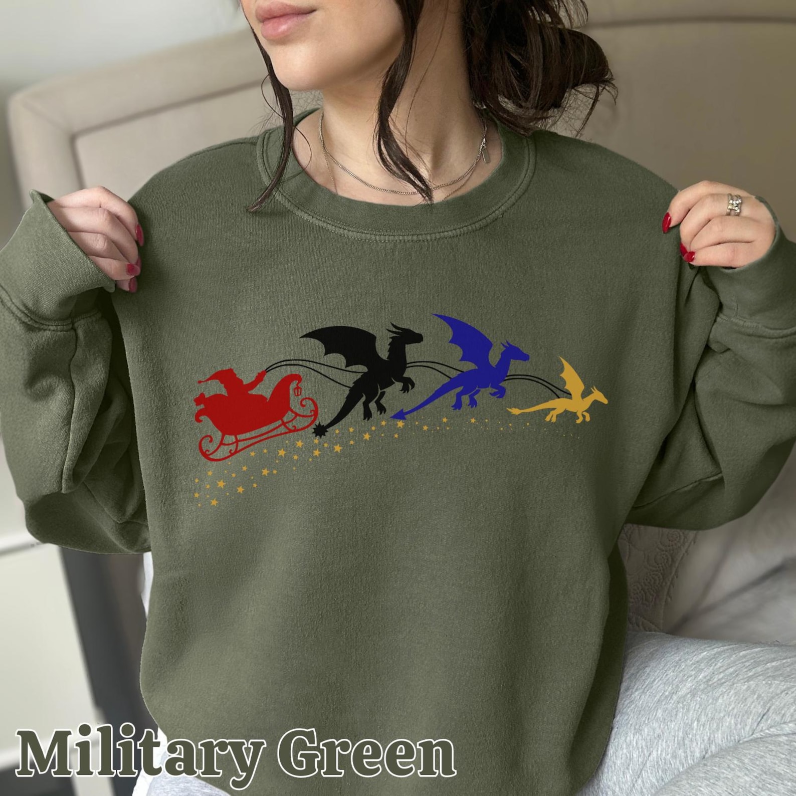 Fourth Wing Christmas Sweatshirt, Dragon Sleigh Holiday Sweater ...
