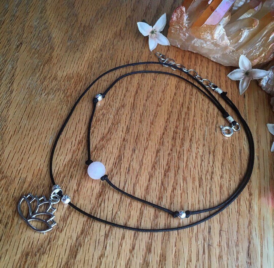 Lotus Choker Lotus Flower Healing Crystal Customizable Double Wrapped ...