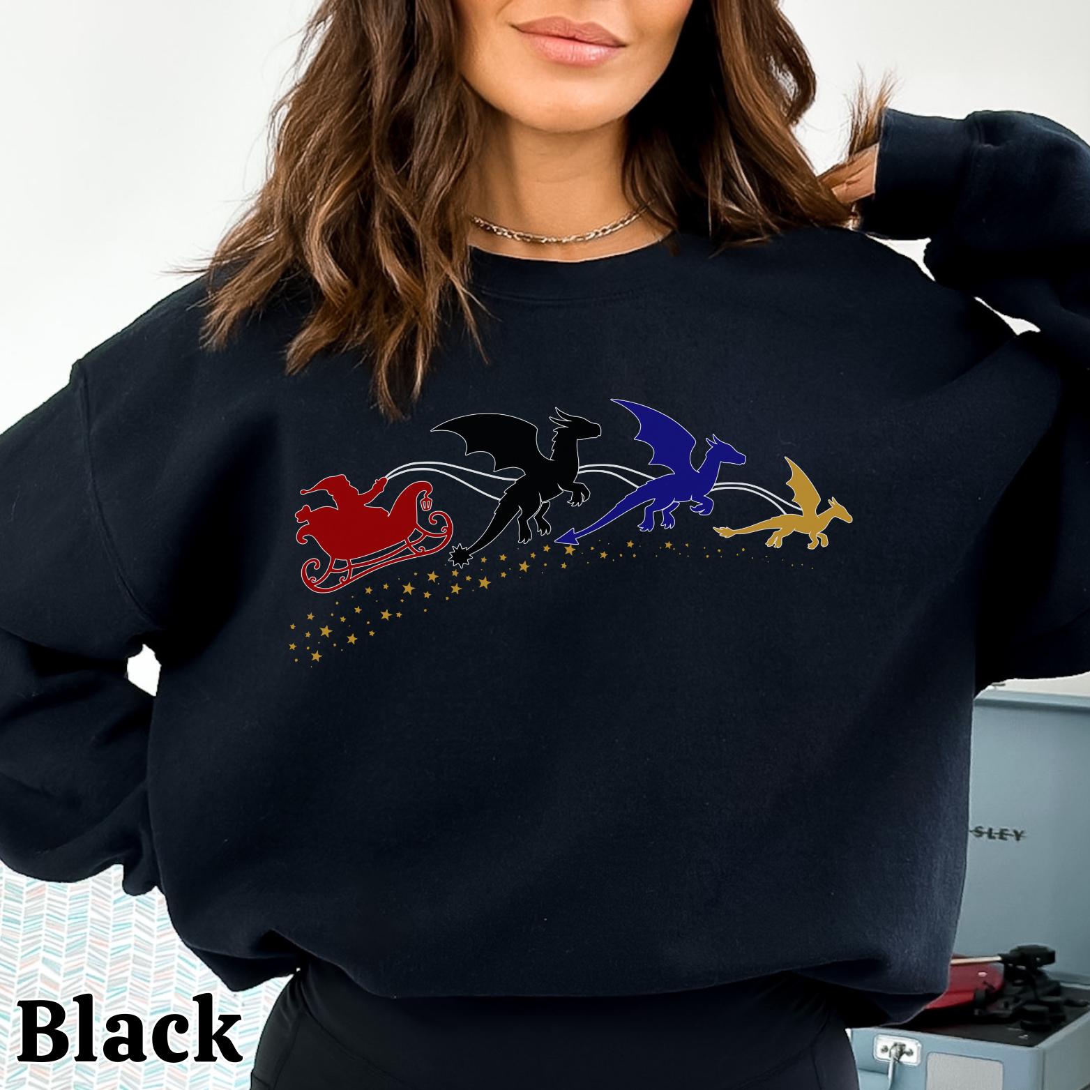 Fourth Wing Christmas Sweatshirt, Dragon Sleigh Holiday Sweater ...