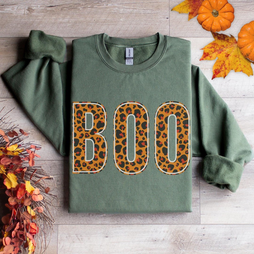 Boo Cheetah Print Sweatshirt, Halloween Boo Shirt, Leopard Print Fall ...