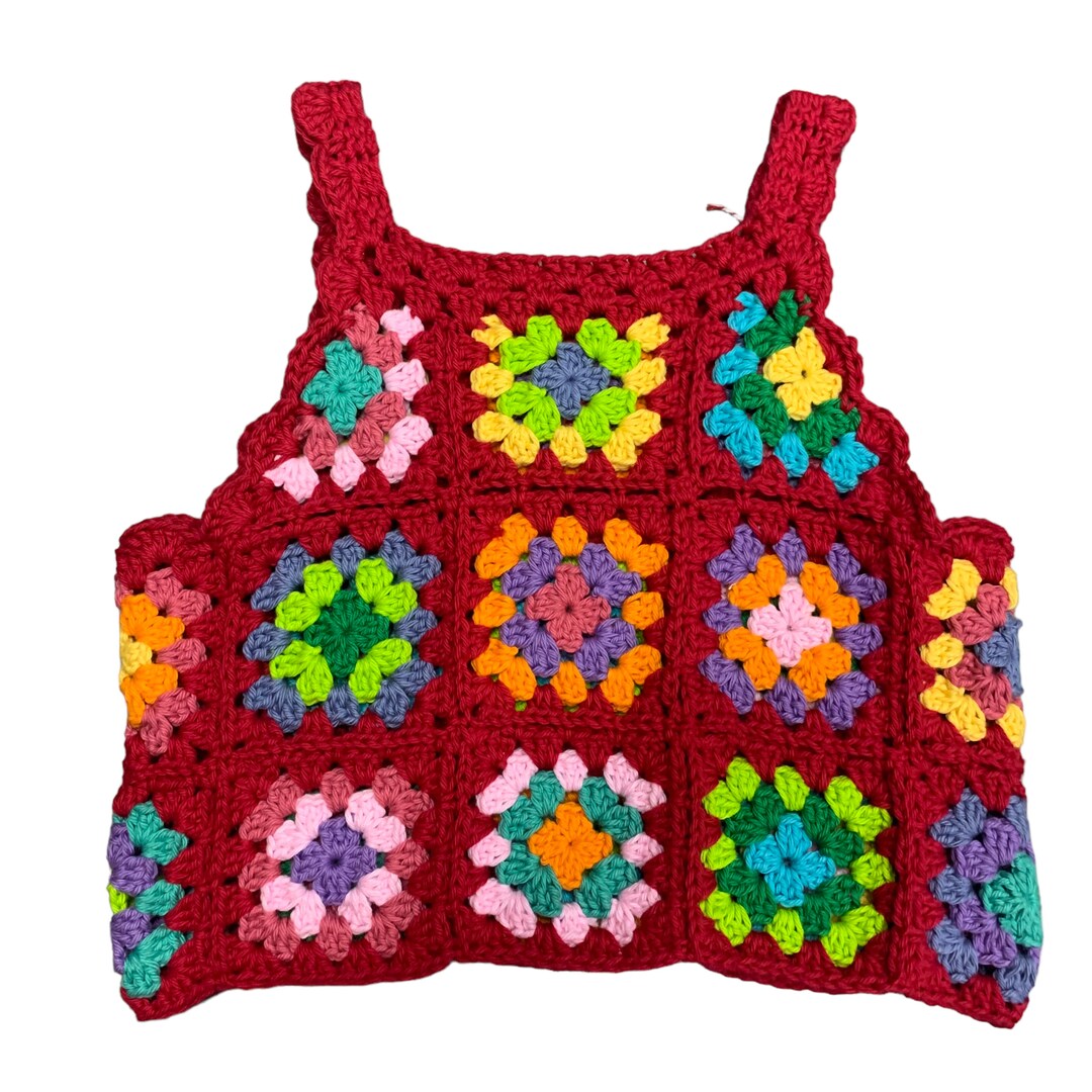 Crochet Granny Square Cropped Top 100% Cotton - Etsy