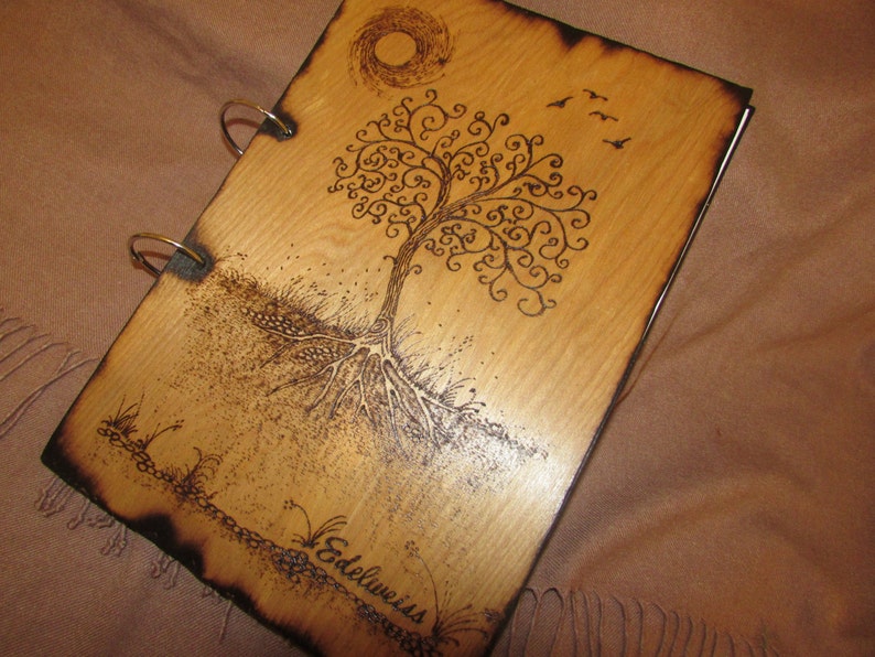 A4 Two Ring Wood Binder Decorated with Pyrography Custom | Etsy