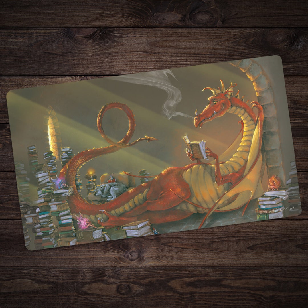 TCG Tabletop Playmat the Reading Dragon Playmat - Etsy