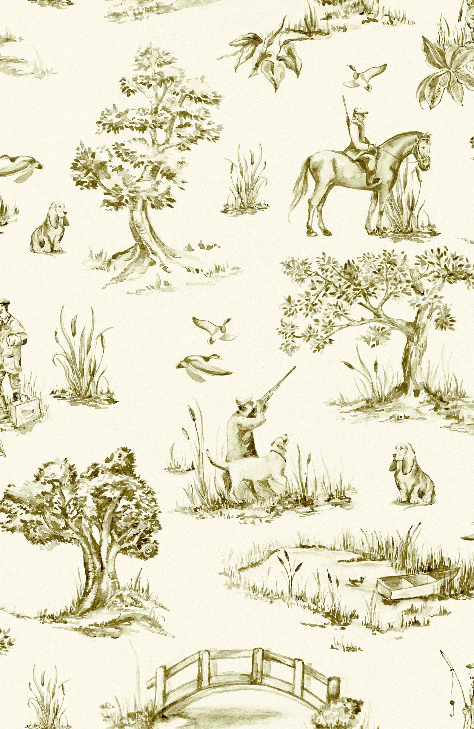 Hunting Toile Wallpaper - 'game' Available in 5 Colours - Country ...