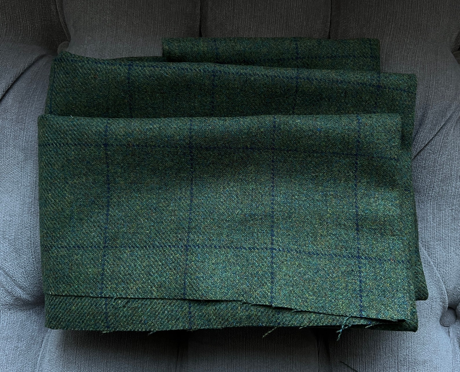 Finest Green Check Tweed Upholstery Fabric 100% Wool Fabric - Etsy