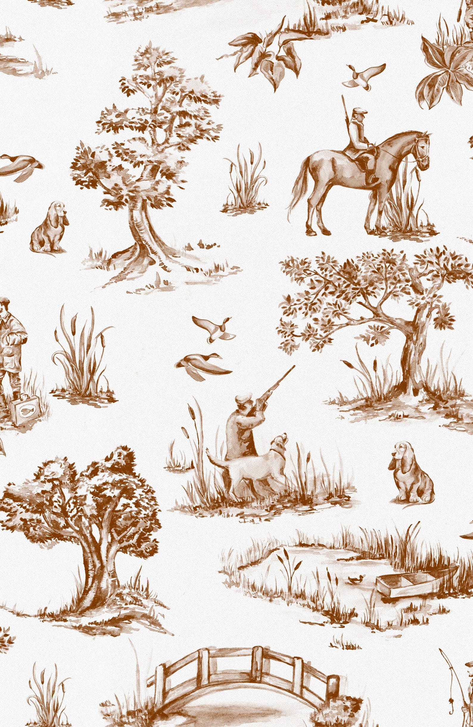 Hunting Toile Wallpaper - 'game' Available in 5 Colours - Country ...