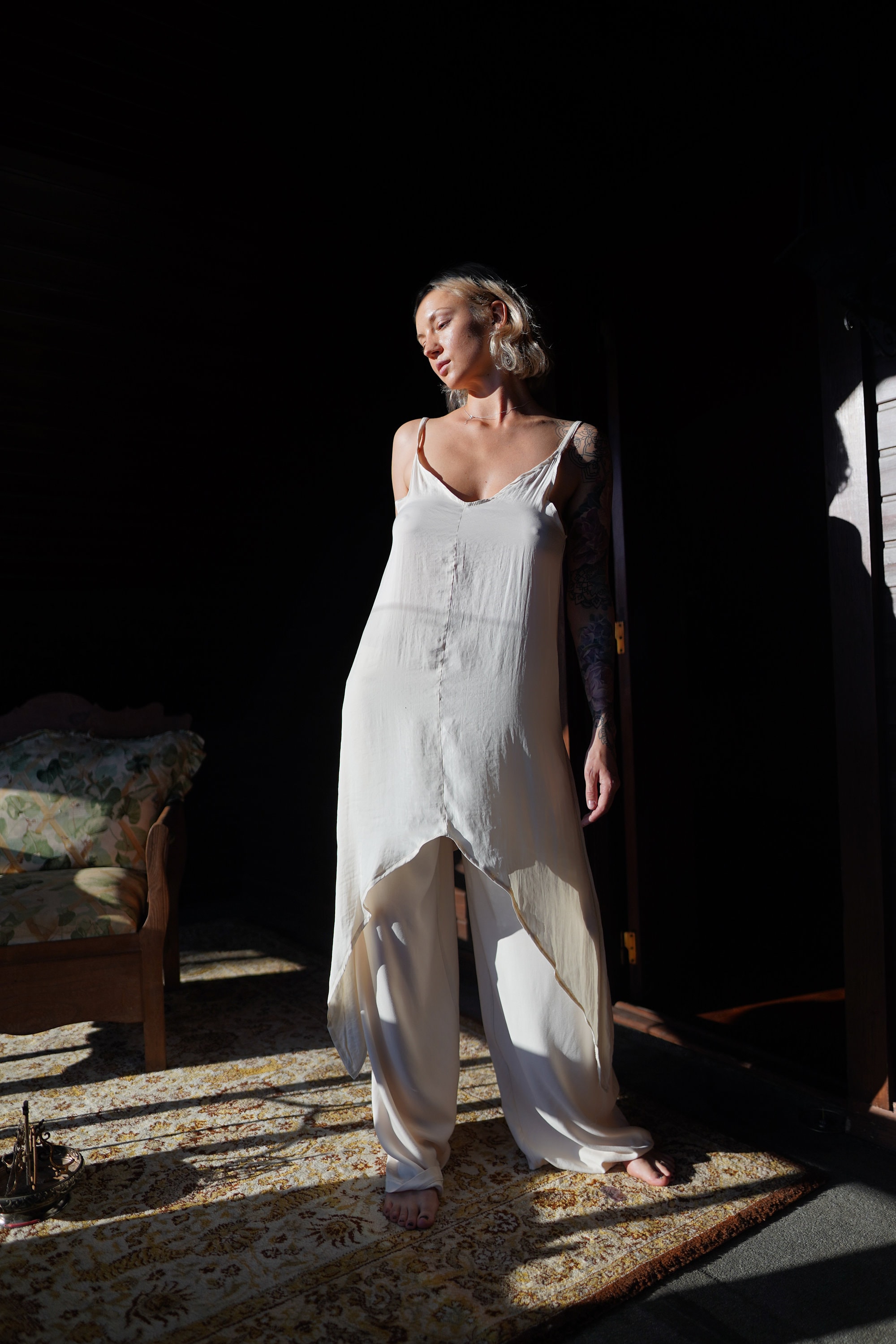 White Backless Dress for Boho Beach Wear. Bohemian Plunge Sundress for ...