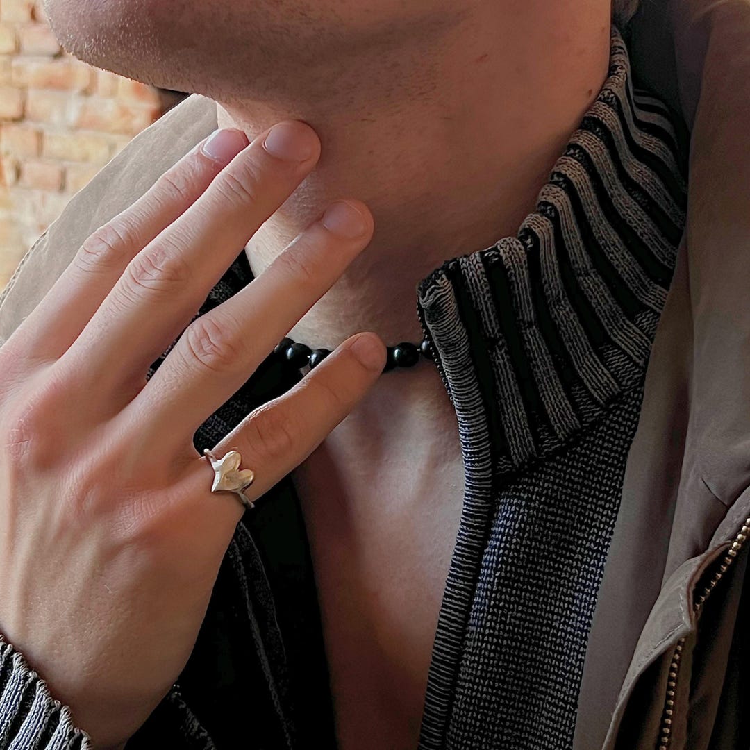 Pinky Ring Imperfect Heart Silver | Handmade Sterling Statement Jewelry ...
