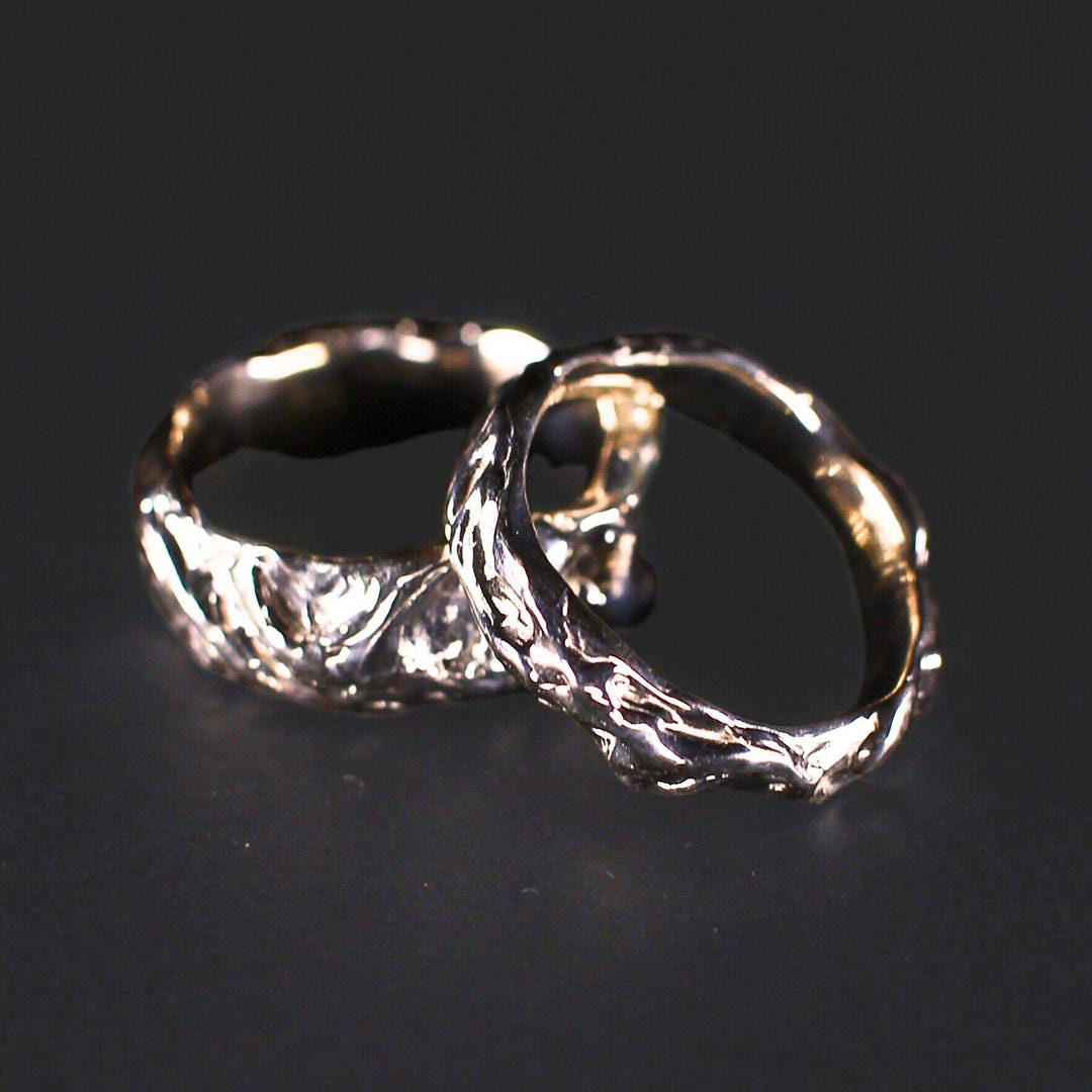Handcrafted Sterling Silver Wavy Ring — Chunky Textured Band - Etsy