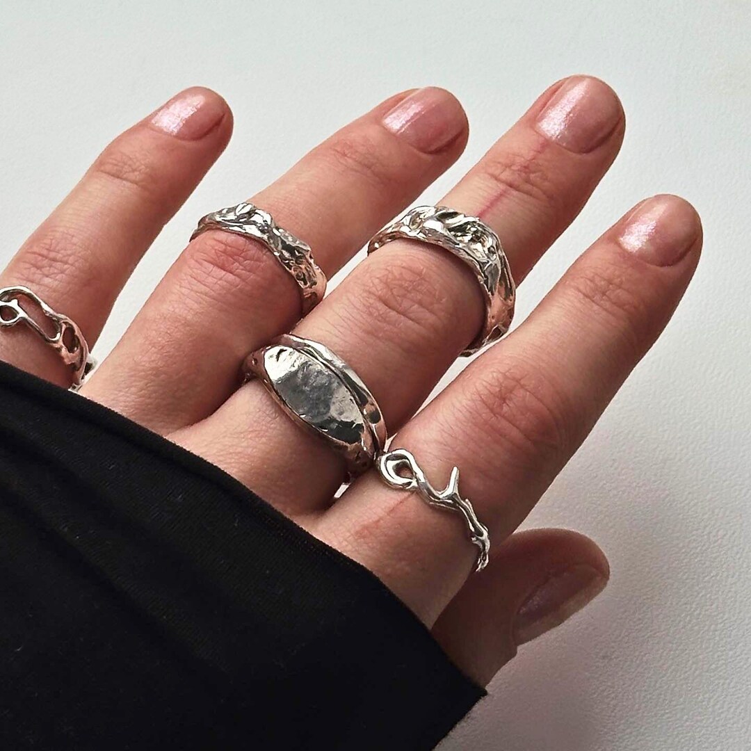 Handmade Sterling Silver Grunge Rings – Unique Gift for Her - Etsy