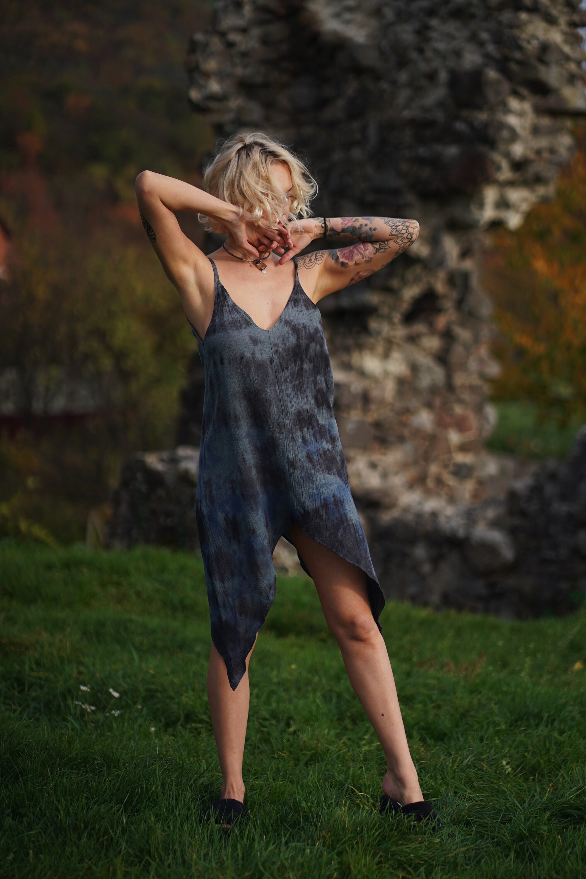 Backless Dress for Boho Tulum Outfit Women. Cotton Open Back Slip Dress ...