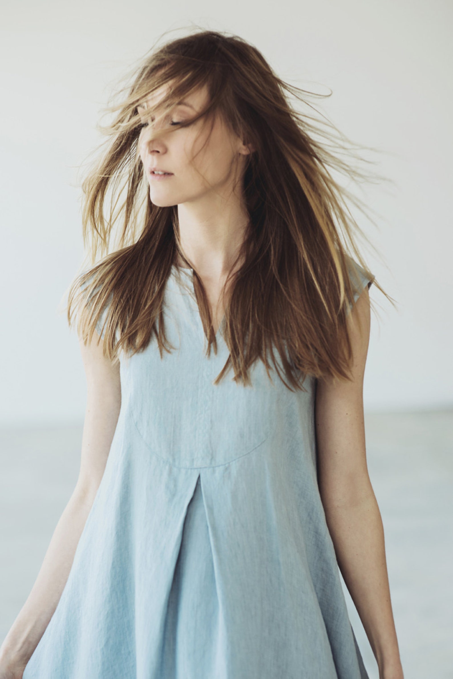 Linen Dress Motumo 14S15 / Summer Linen Dress / Washed Linen | Etsy