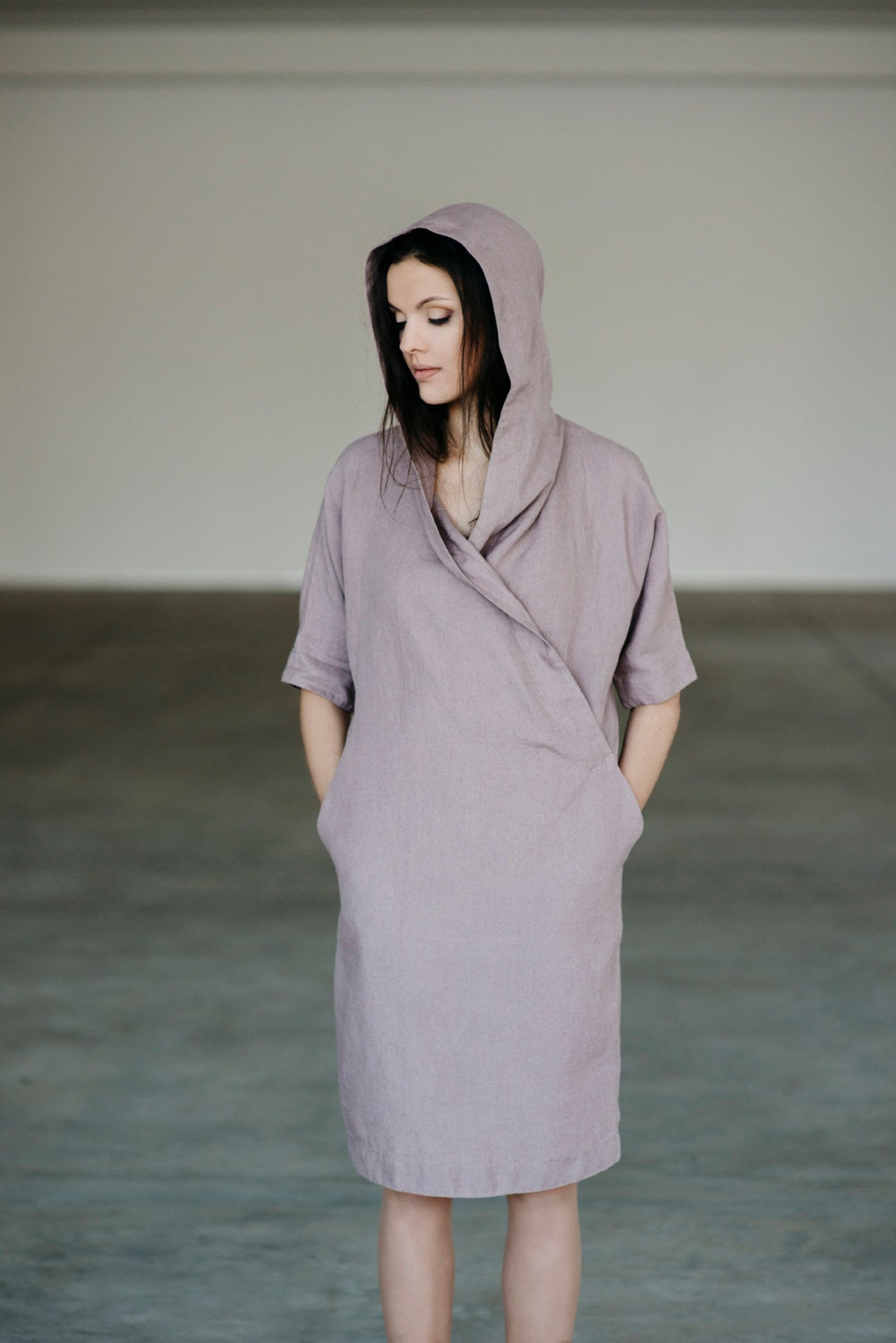 Linen Dress Motumo With Hood 15S4 / Summer Linen Dress / | Etsy