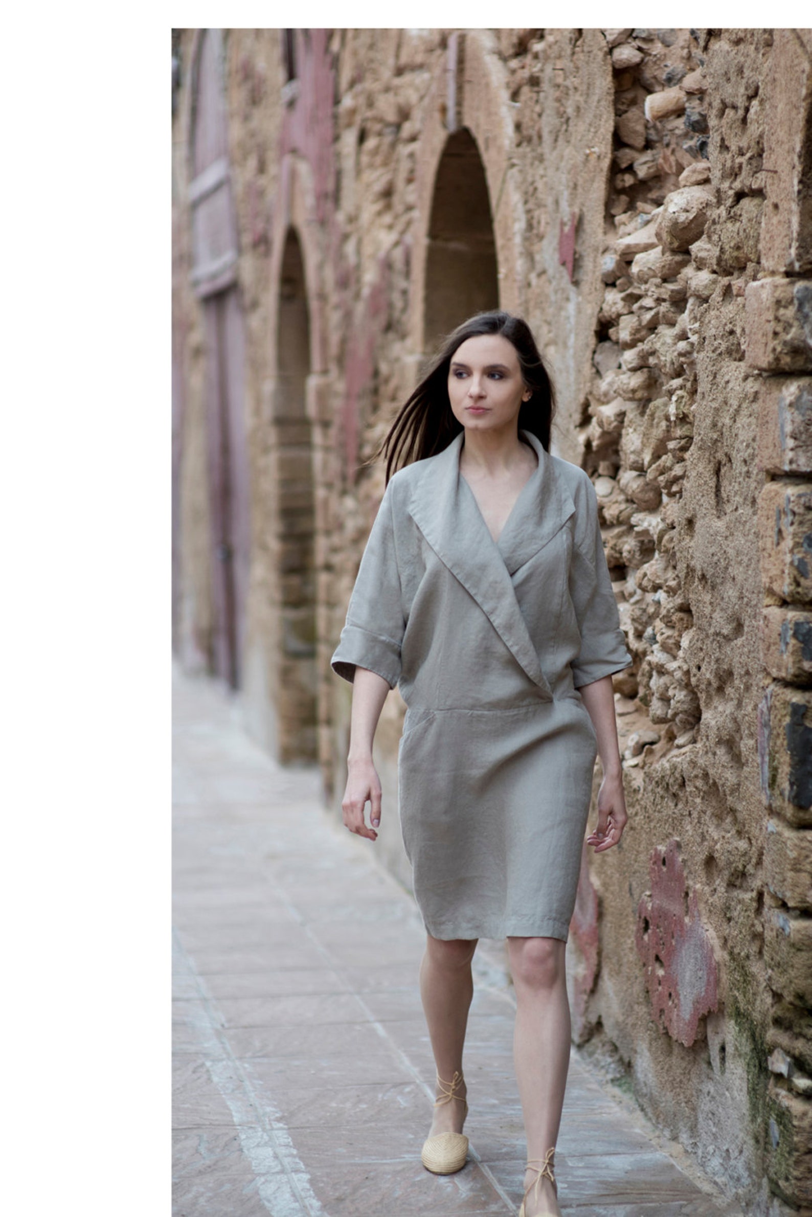 Linen Dress Motumo 16S13 / Summer Linen Dress / Washed Linen - Etsy