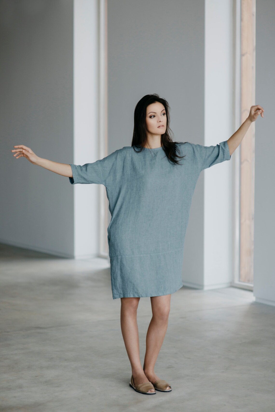 Linen Dress With Back Buttons Motumo 15S5 / Summer Linen Dress - Etsy ...