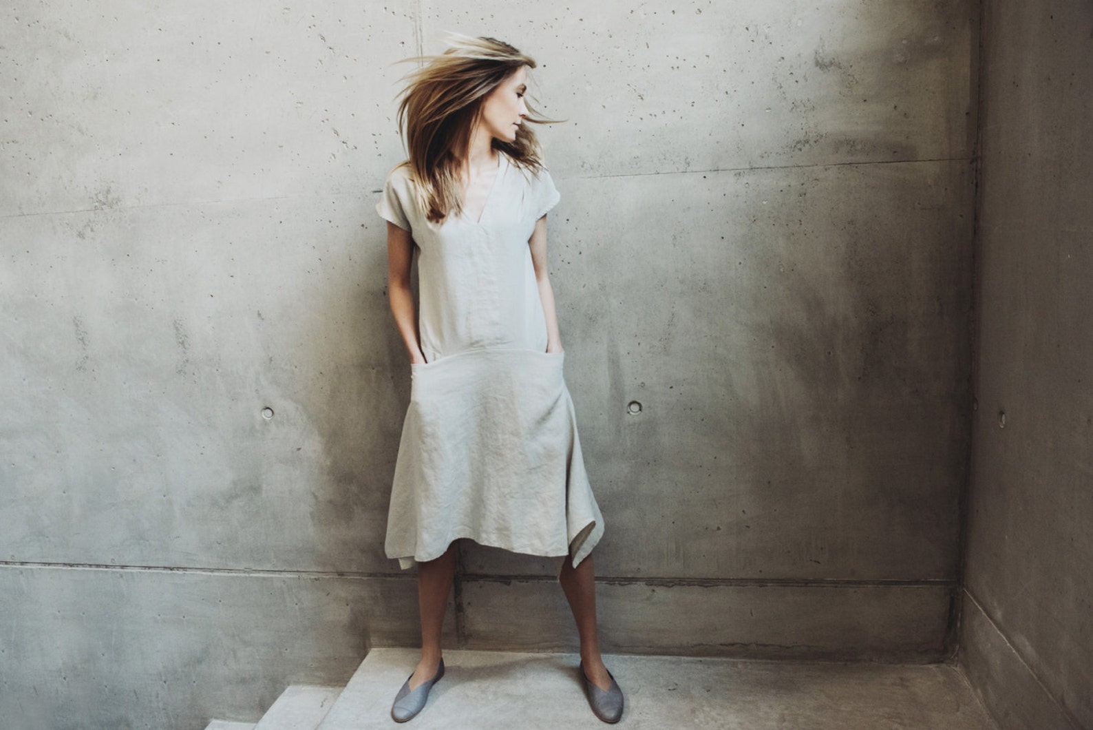 Pure Linen Dress Motumo With Asymmetric Skirt 14S17 / Summer - Etsy