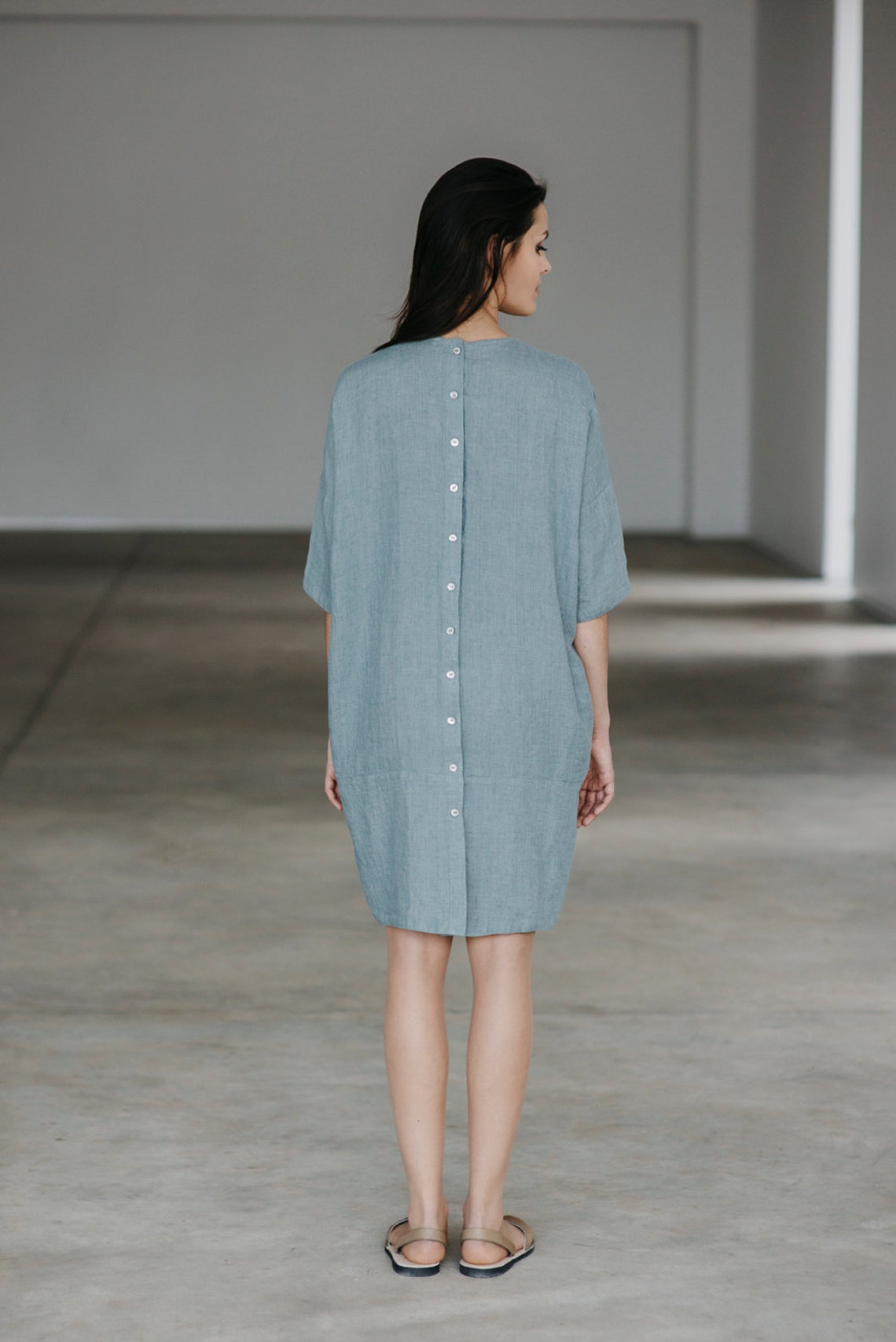 Linen Dress With Back Buttons Motumo 15S5 / Summer Linen Dress - Etsy