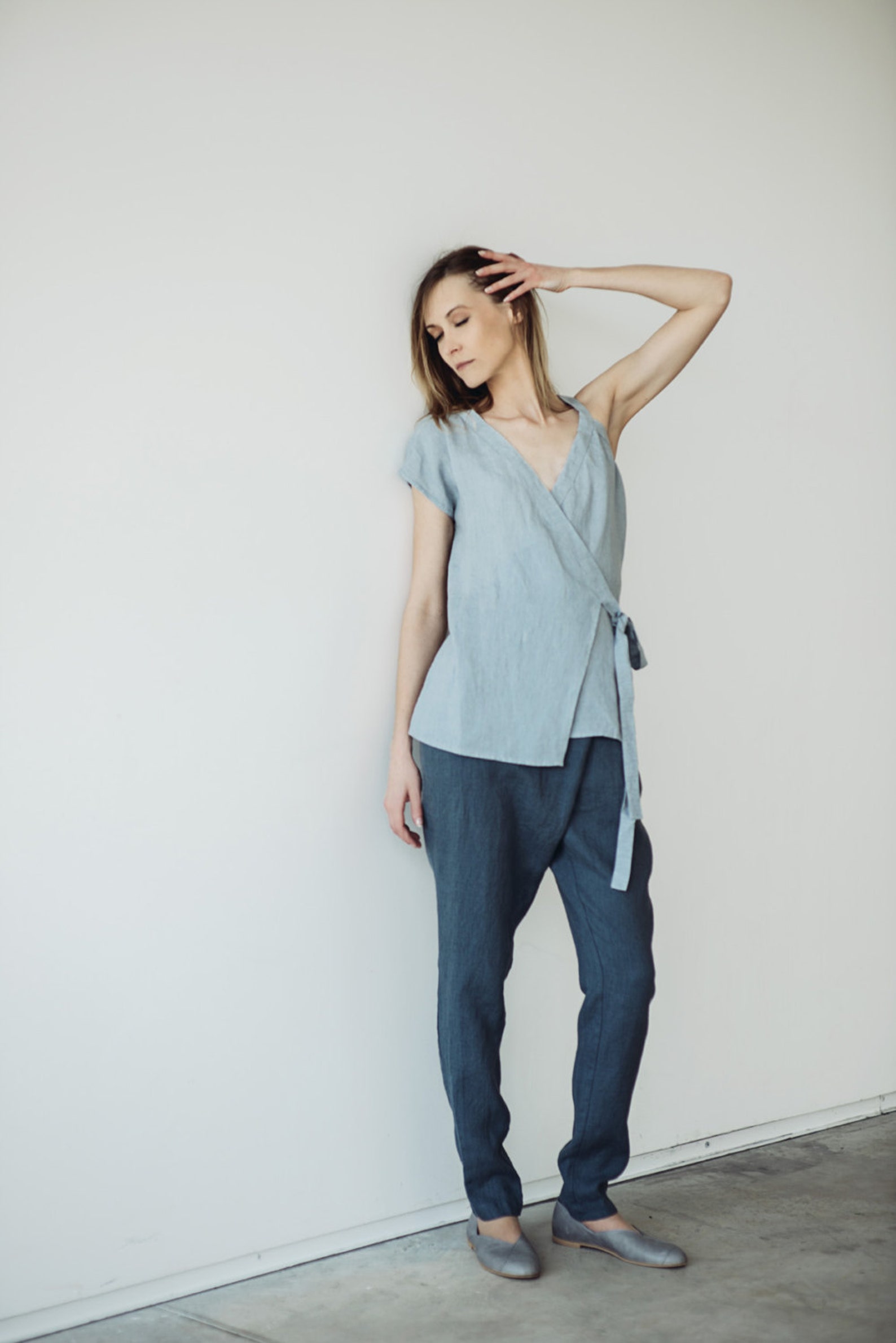 Linen Pants Motumo With the Fold on the Front 14K3 - Etsy