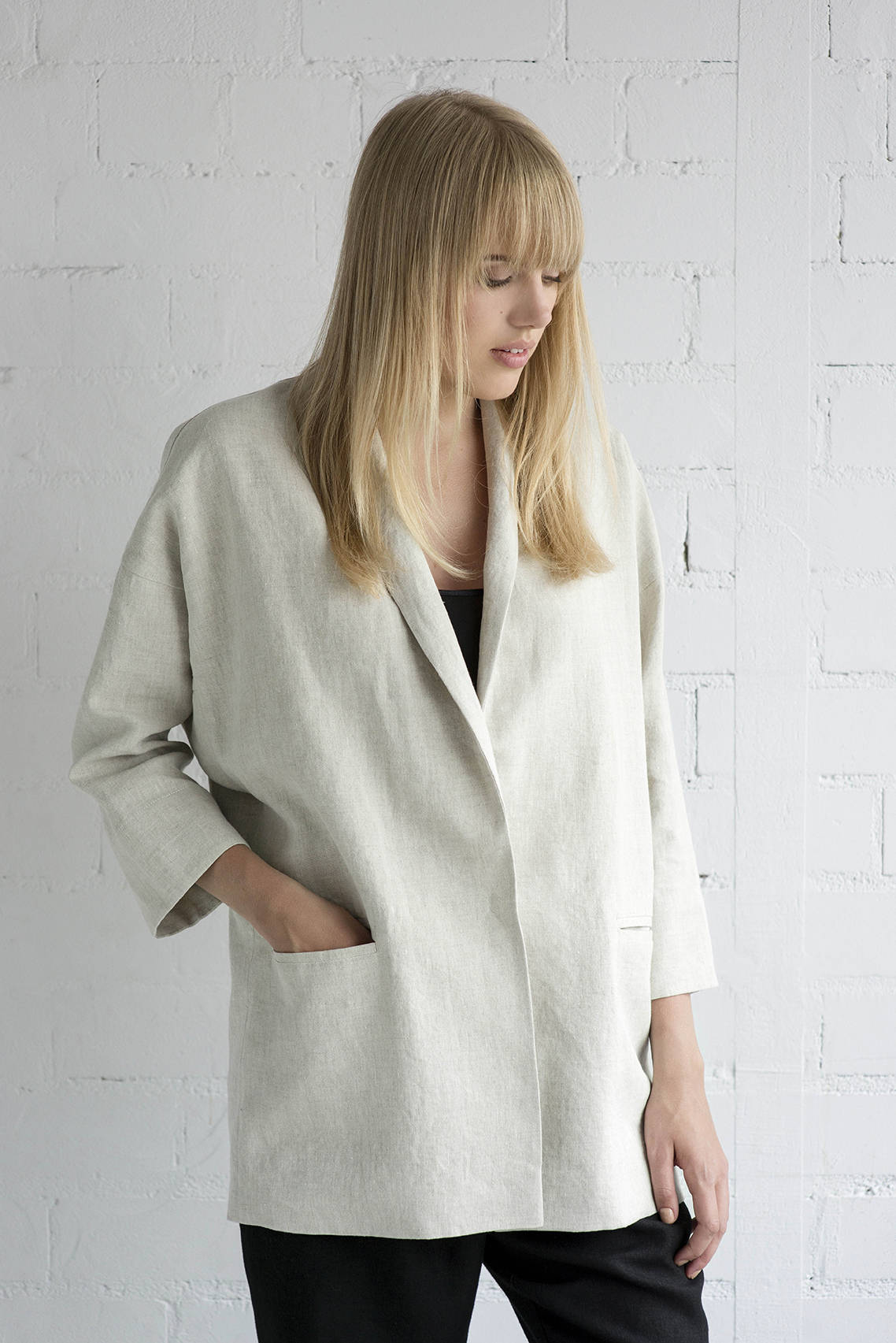Linen Jacket Motumo – 17SV1 / Handmade Loose Linen Jacket With Pockets ...