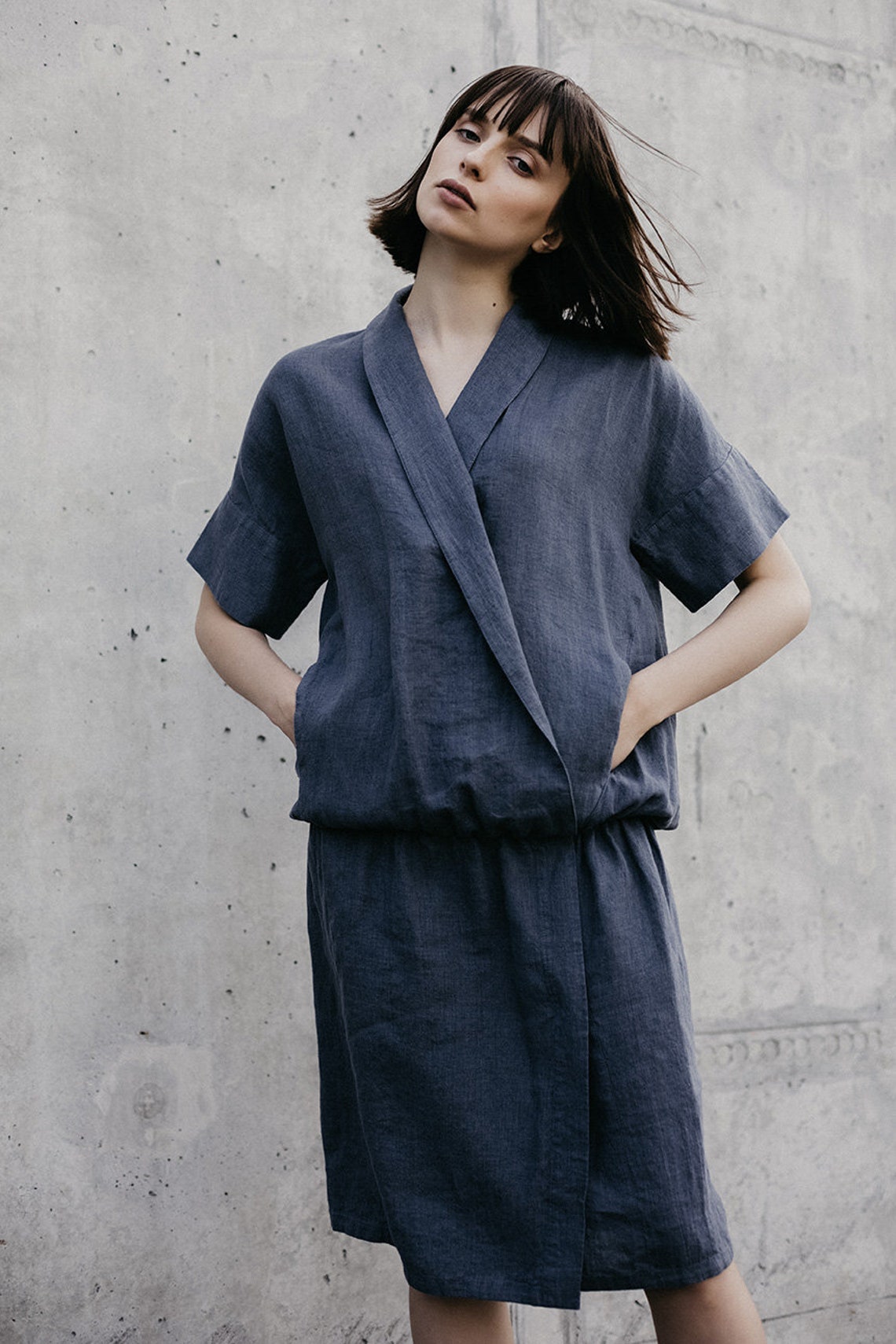 Linen Dress Motumo 18S7 / Summer linen dress / Washed linen | Etsy