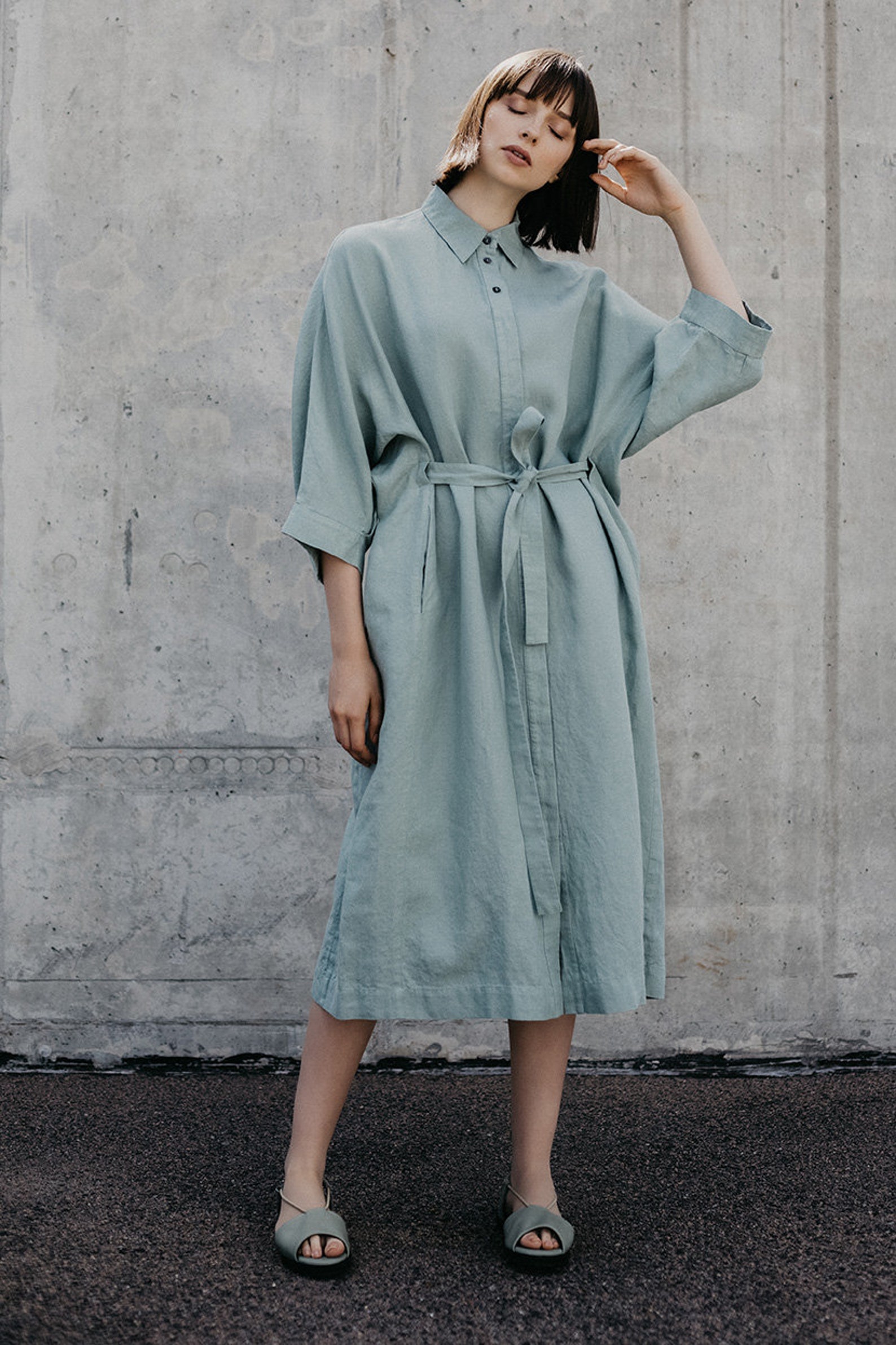Linen Dress Motumo 18S14 / Summer Linen Dress / Washed Linen - Etsy