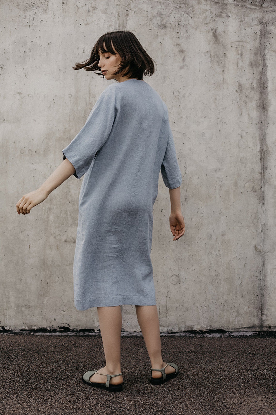 Linen Dress Motumo 18S5 / Summer Linen Dress / Washed Linen | Etsy