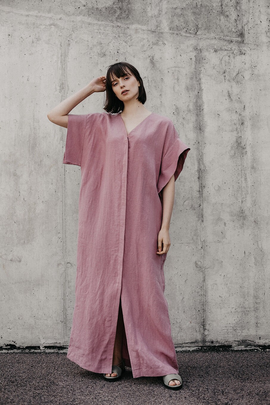 Linen Dress Motumo 18S15 / Summer linen dress / Washed linen | Etsy