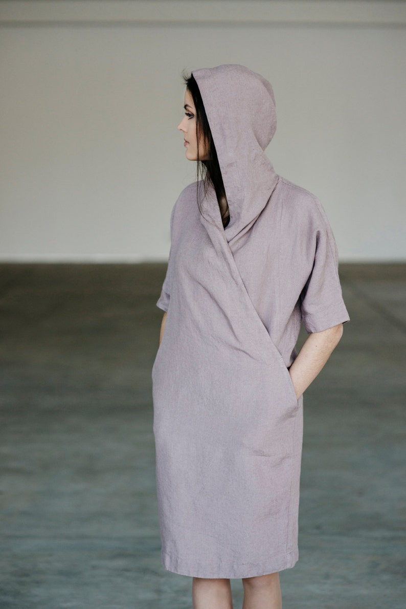 Linen Dress Motumo With Hood 15S4 / Summer Linen Dress / | Etsy