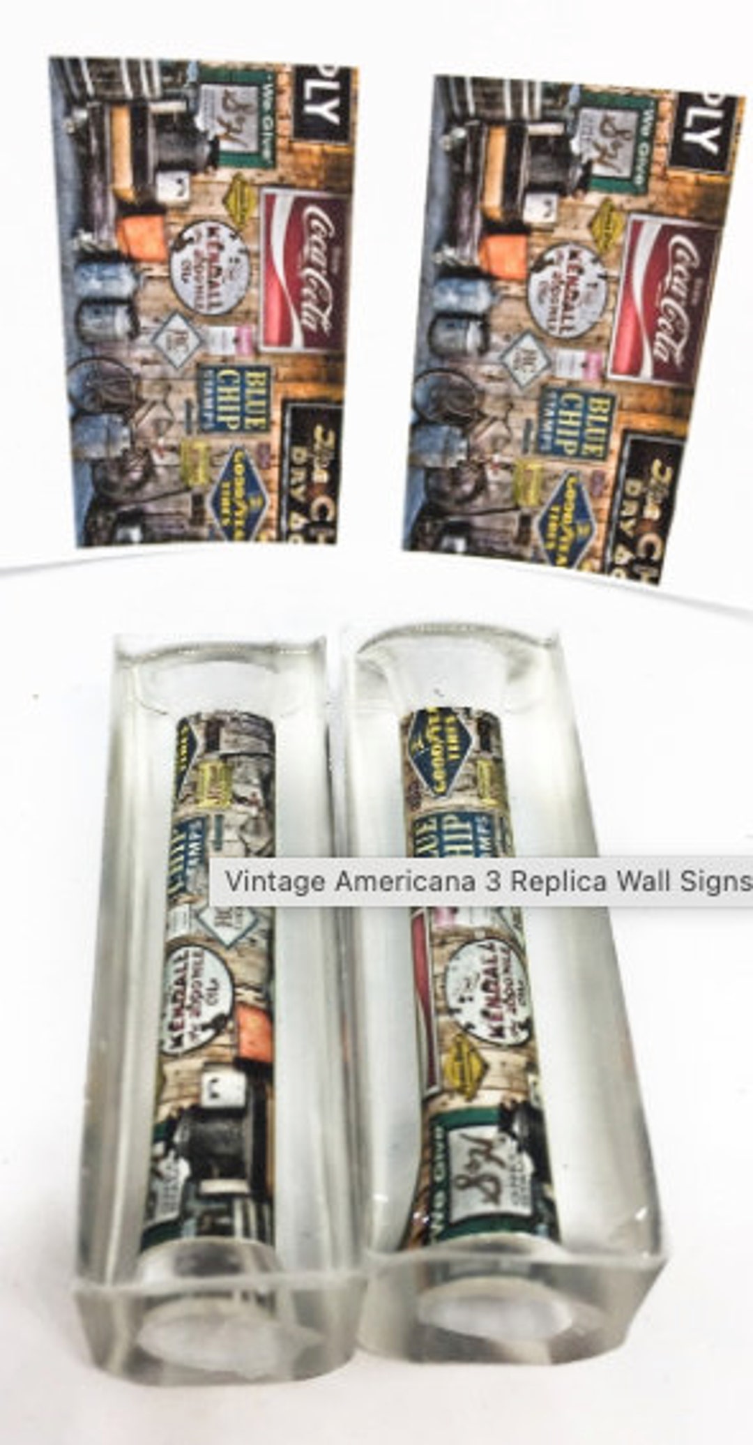 Vintage Americana 3 Replica Wall Signs Pen Blank Acrylic Label Cast Pen ...
