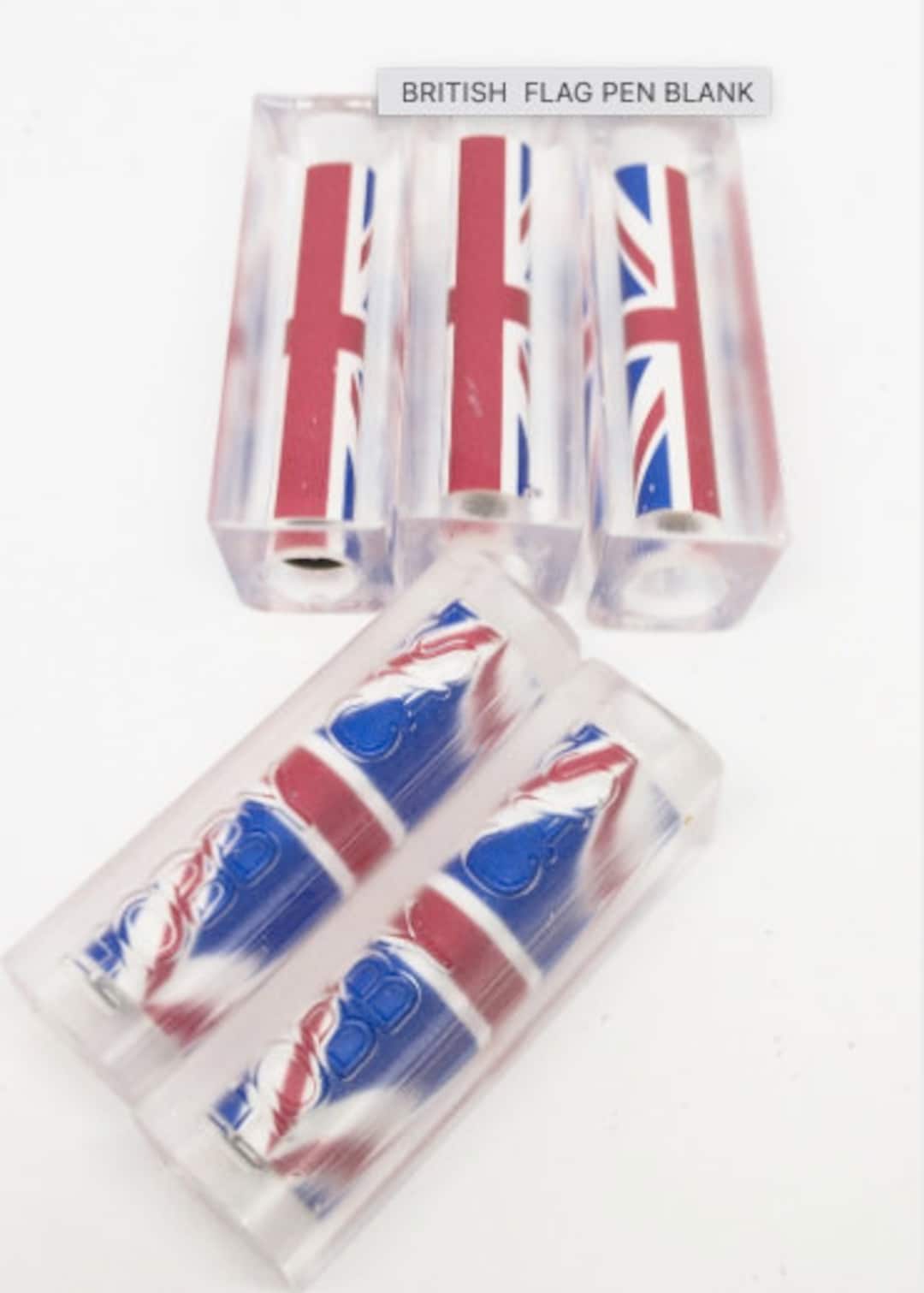 BRITISH FLAG Pen Blank Acrylic Label Cast Pen Blank for Bolt Action or ...