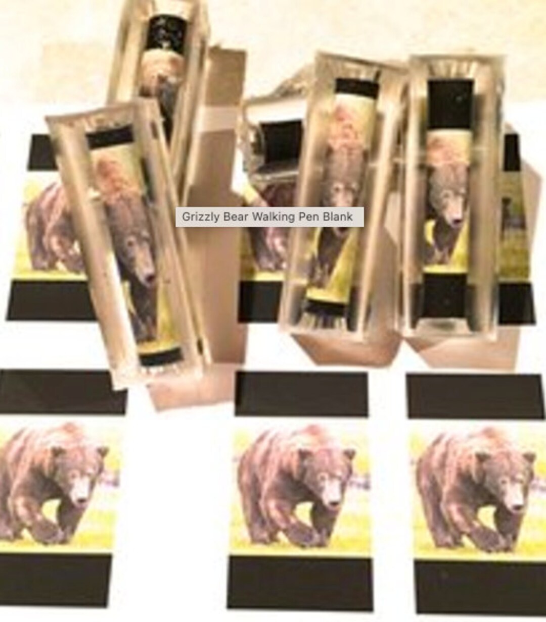 Grizzly Bear Walking Pen Blank Acrylic Label Cast Pen Blank for Bolt ...