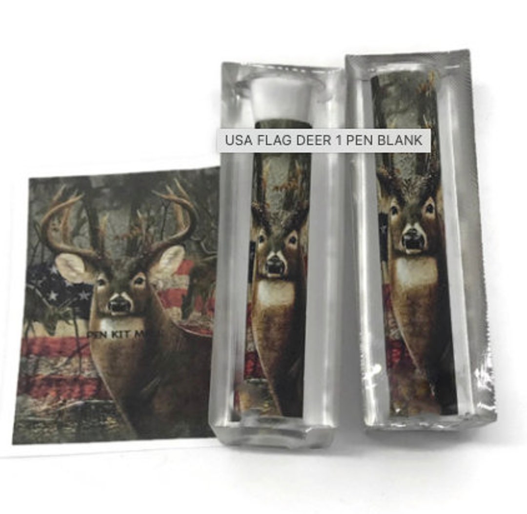 USA FLAG DEER 1 Acrylic Label Cast Pen Blank for Bolt Action or Sierra ...