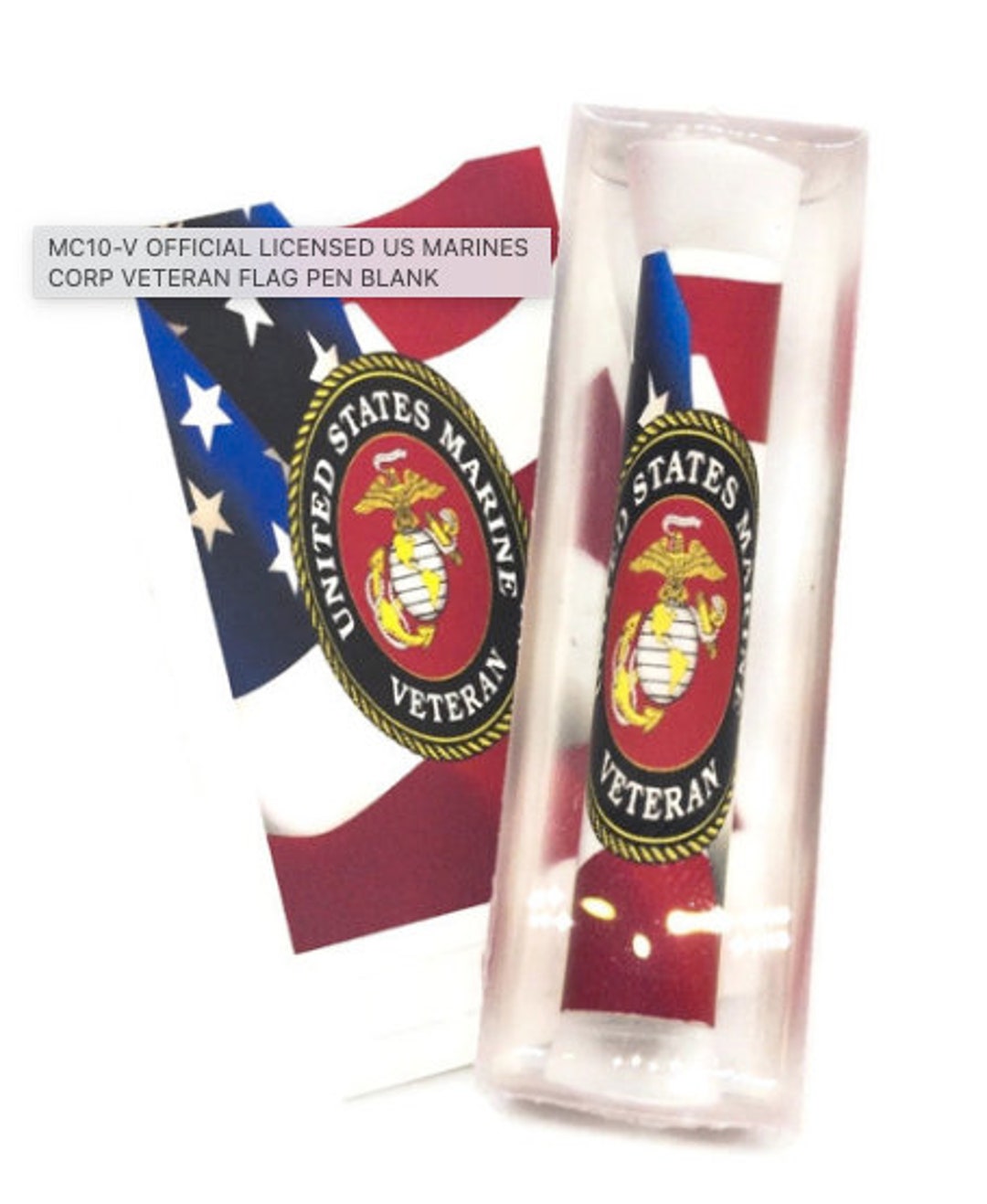 MC10-V USMC Veteran Pen Blank Acrylic Label Cast Pen Blank for Bolt ...