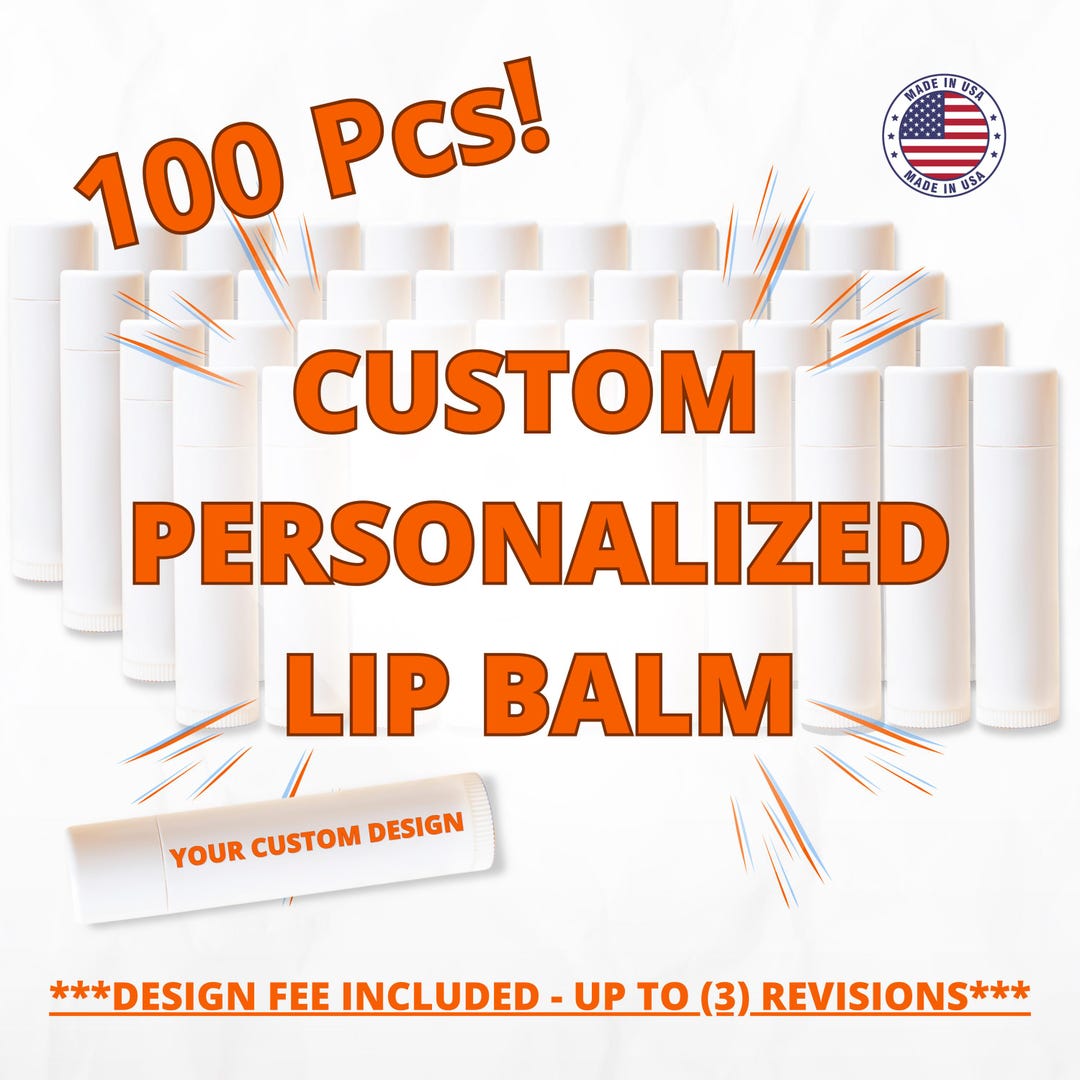100 PC Custom/personalized Lip Balm W/ Custom Label - Wedding, Baby ...